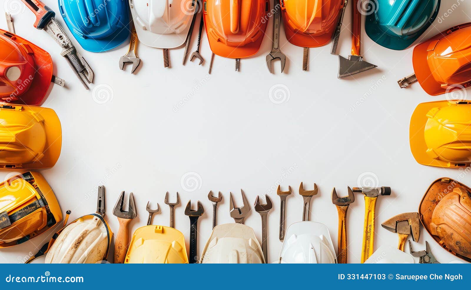 Labor Day Celebration Frame Border with Construction Helmets and Tools ...
