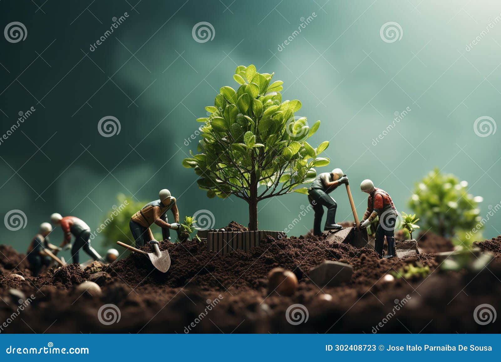 Labor Day Concept with Workers Planting Trees Stock Illustration ...