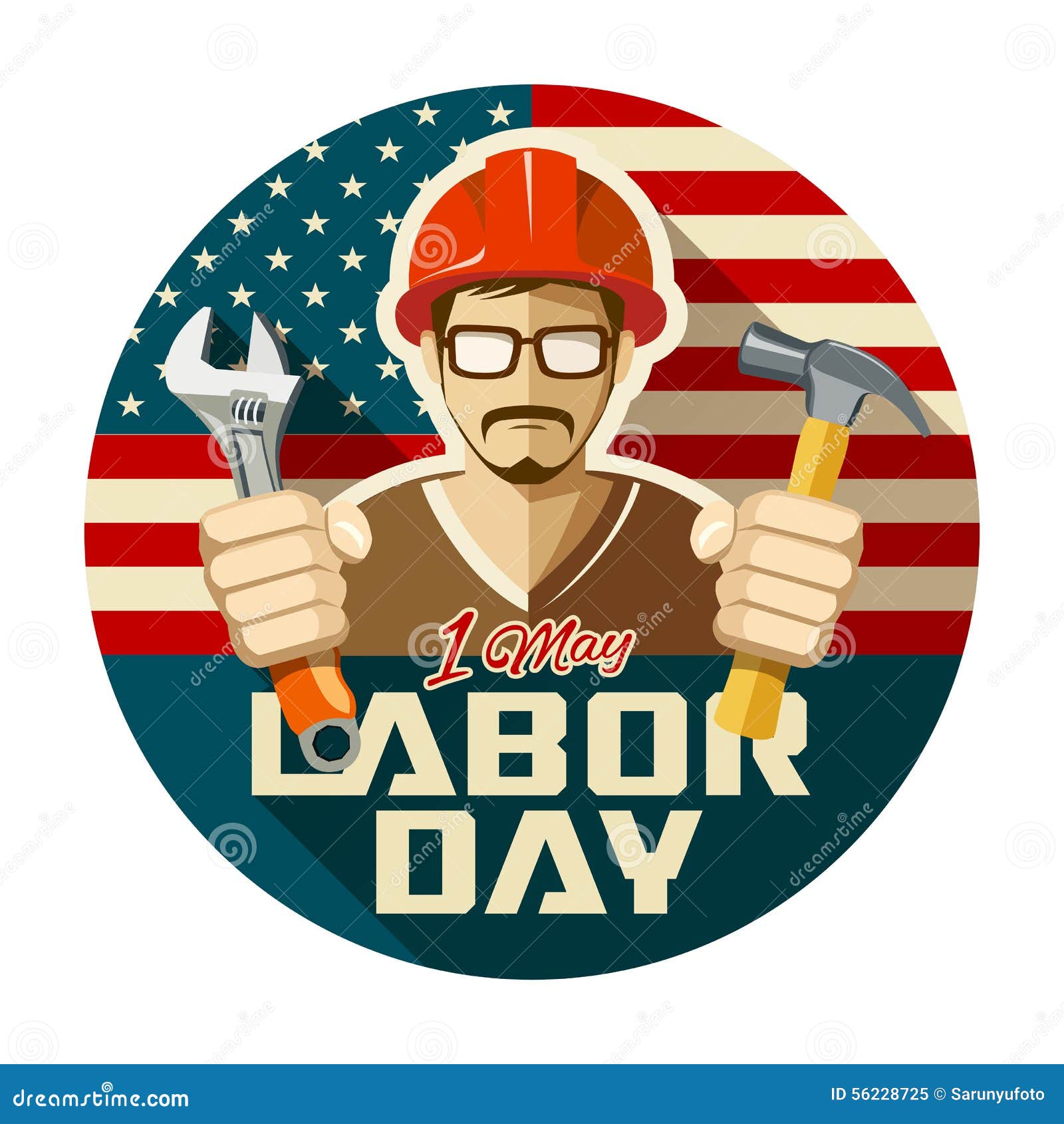 Labor Day, Construction Tools on a Hand Concept Stock Vector ...