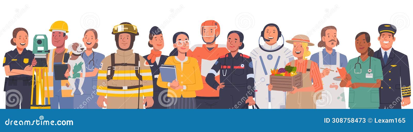 Labor Day. Crowd of People of Various Professions on a White Background ...