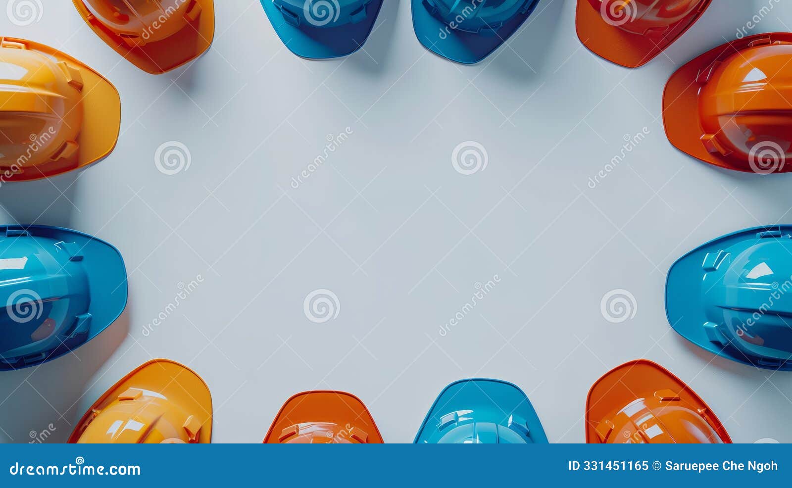 Labor Day Frame Border Background with Colorful Construction Helmets on ...