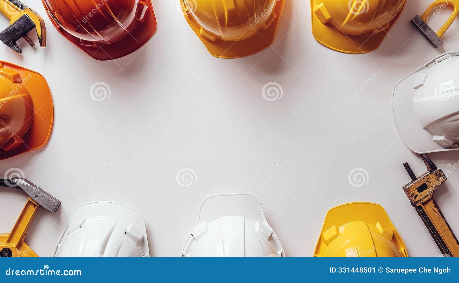 Labor Day Frame Border Background with Construction Helmets and Tools ...