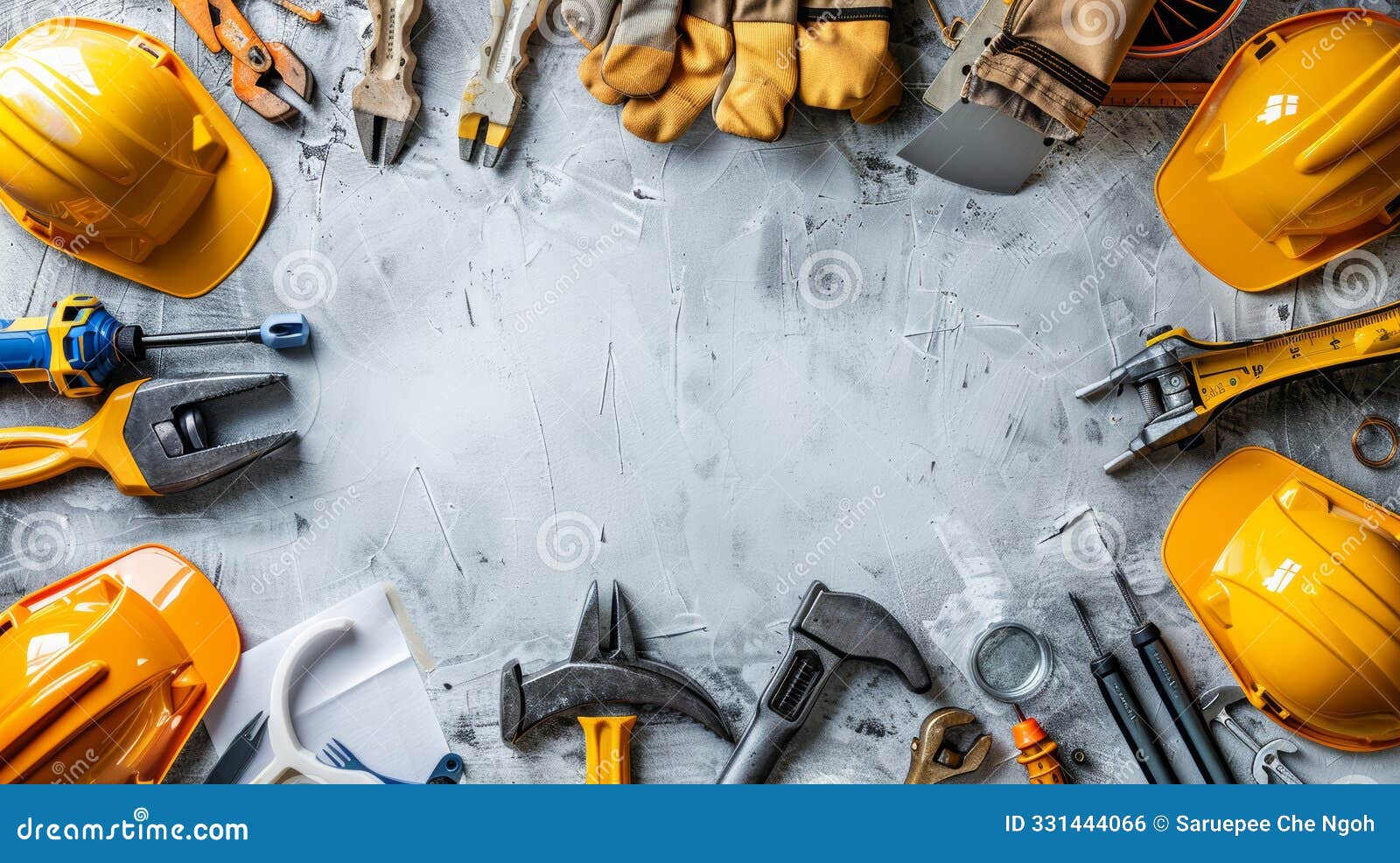 Labor Day Frame Border Background with Construction Tools and Safety ...