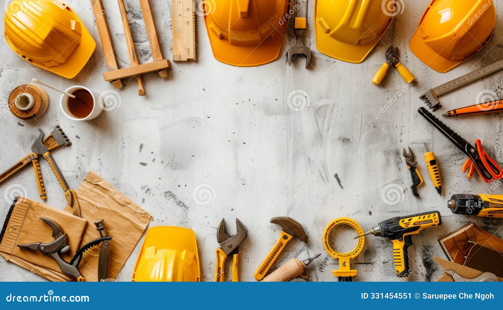 Labor Day Frame Border Background with Construction Tools and Safety ...