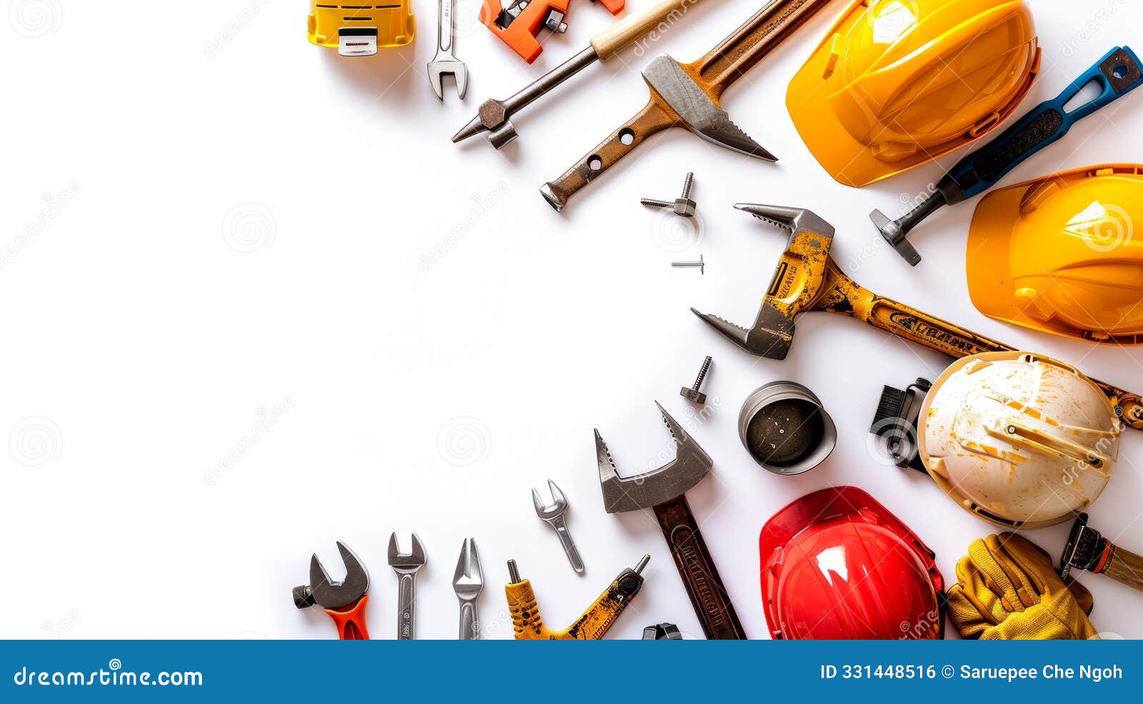 Labor Day Frame Border Background with Construction Tools and Safety ...