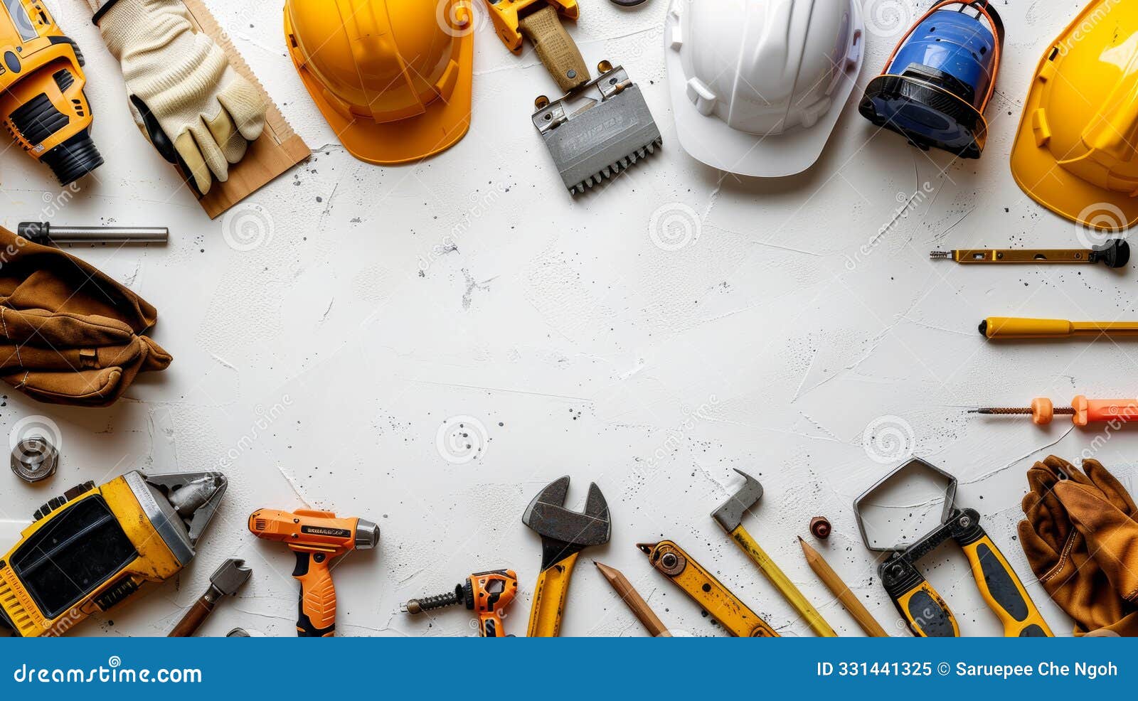 Labor Day Frame Border Background with Construction Tools and Safety ...