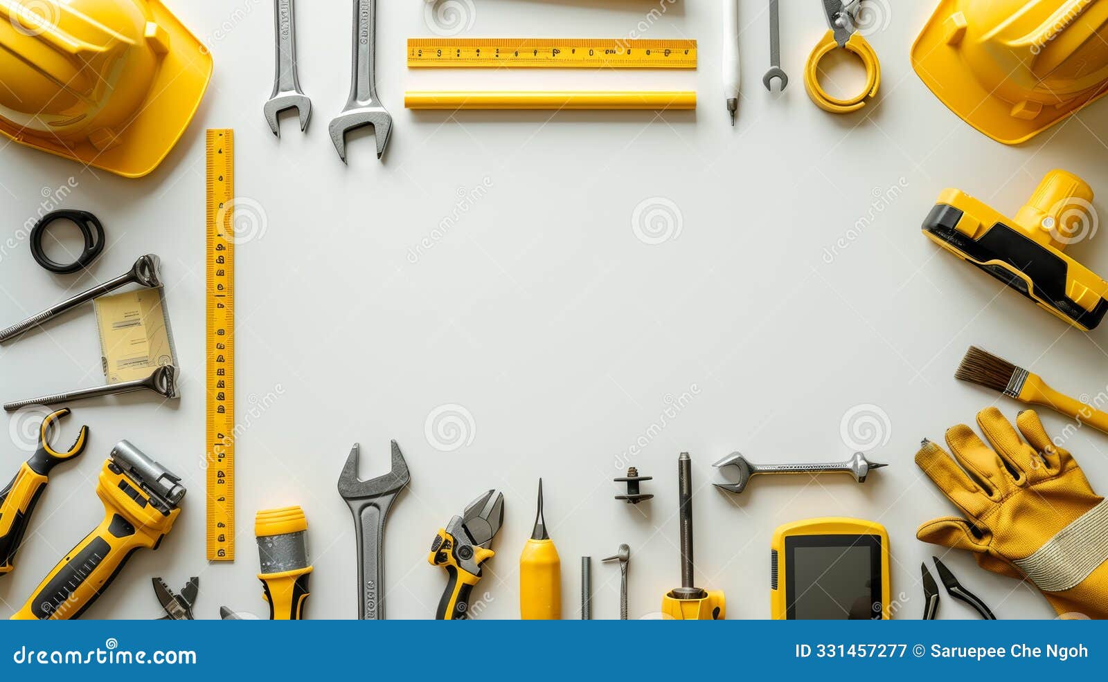 Labor Day Frame Border Background With Construction Tools And Safety ...