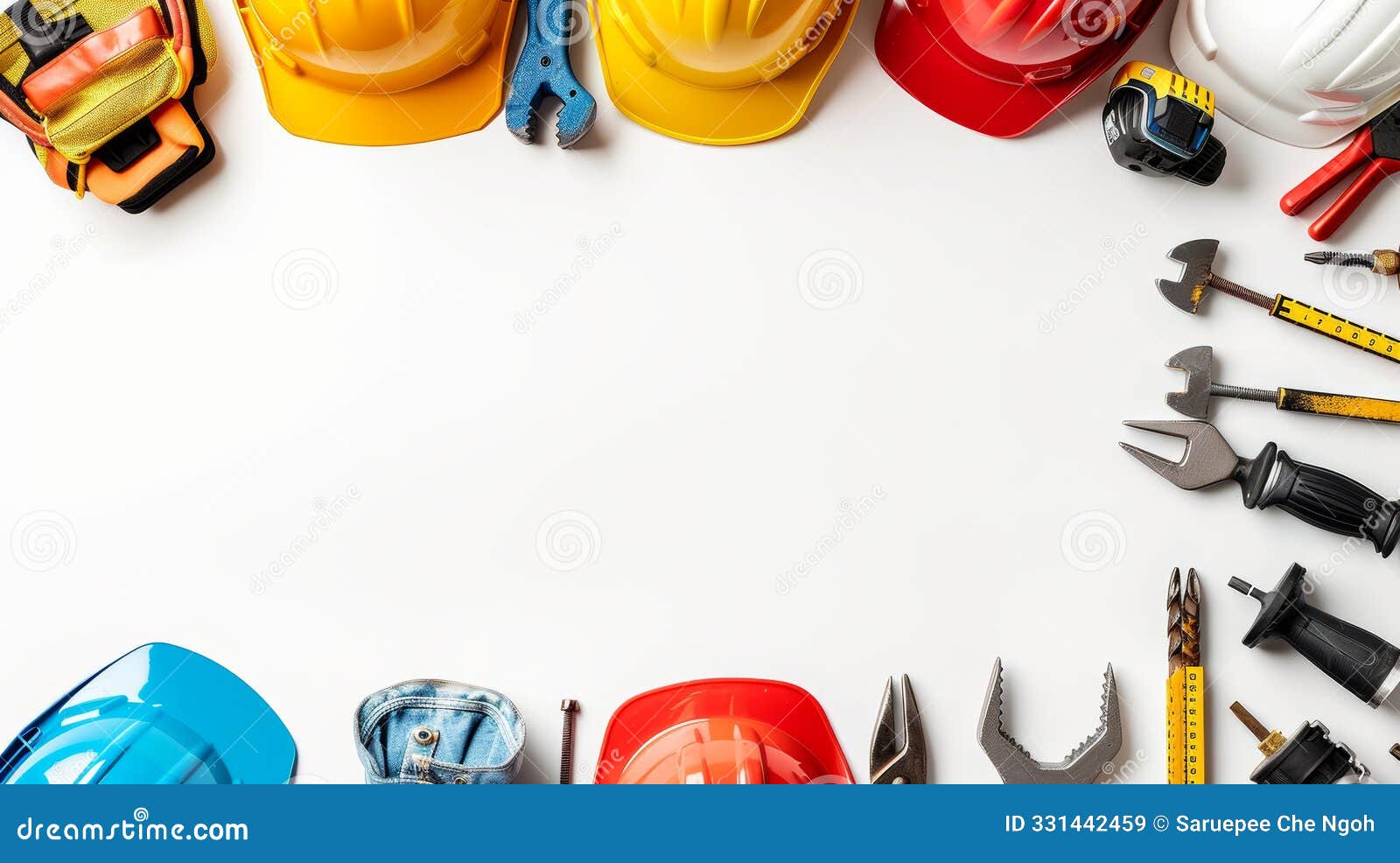 Labor Day Frame Border Background with Construction Tools and Safety ...