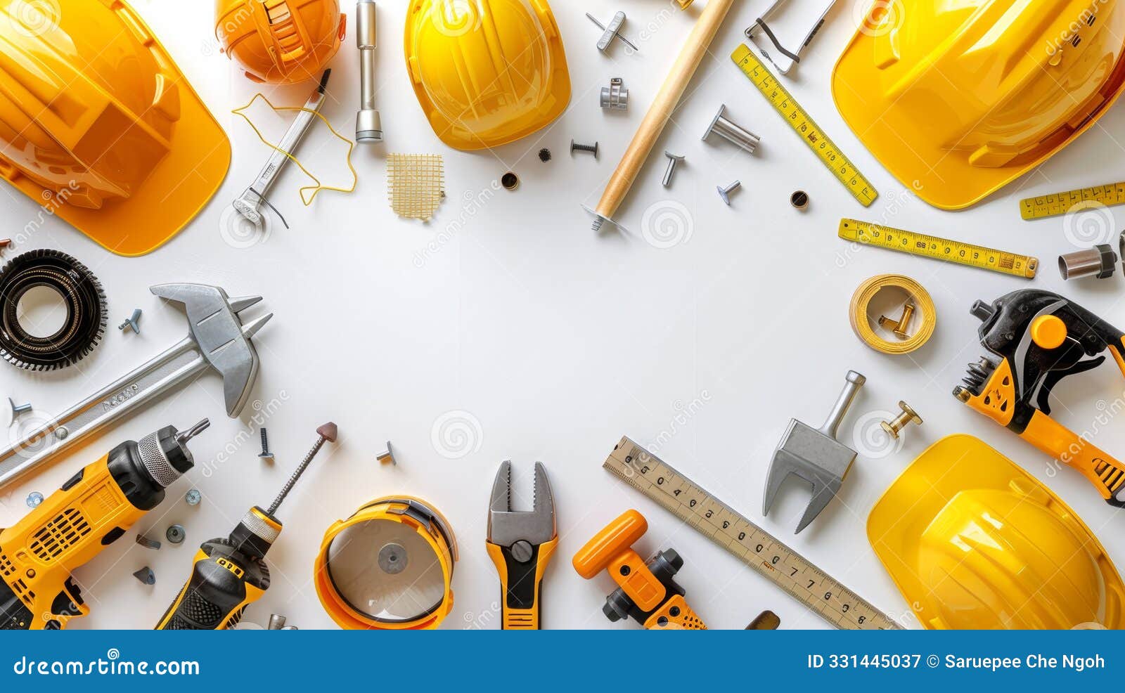 Labor Day Frame Border Background With Construction Tools And Safety ...
