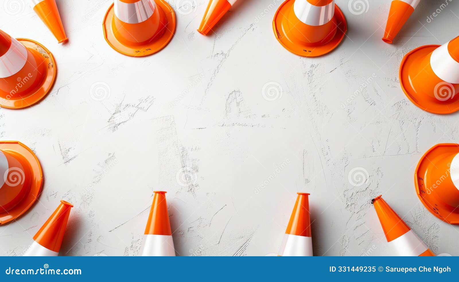 Labor Day Frame Border Background With Orange And White Traffic Cones ...