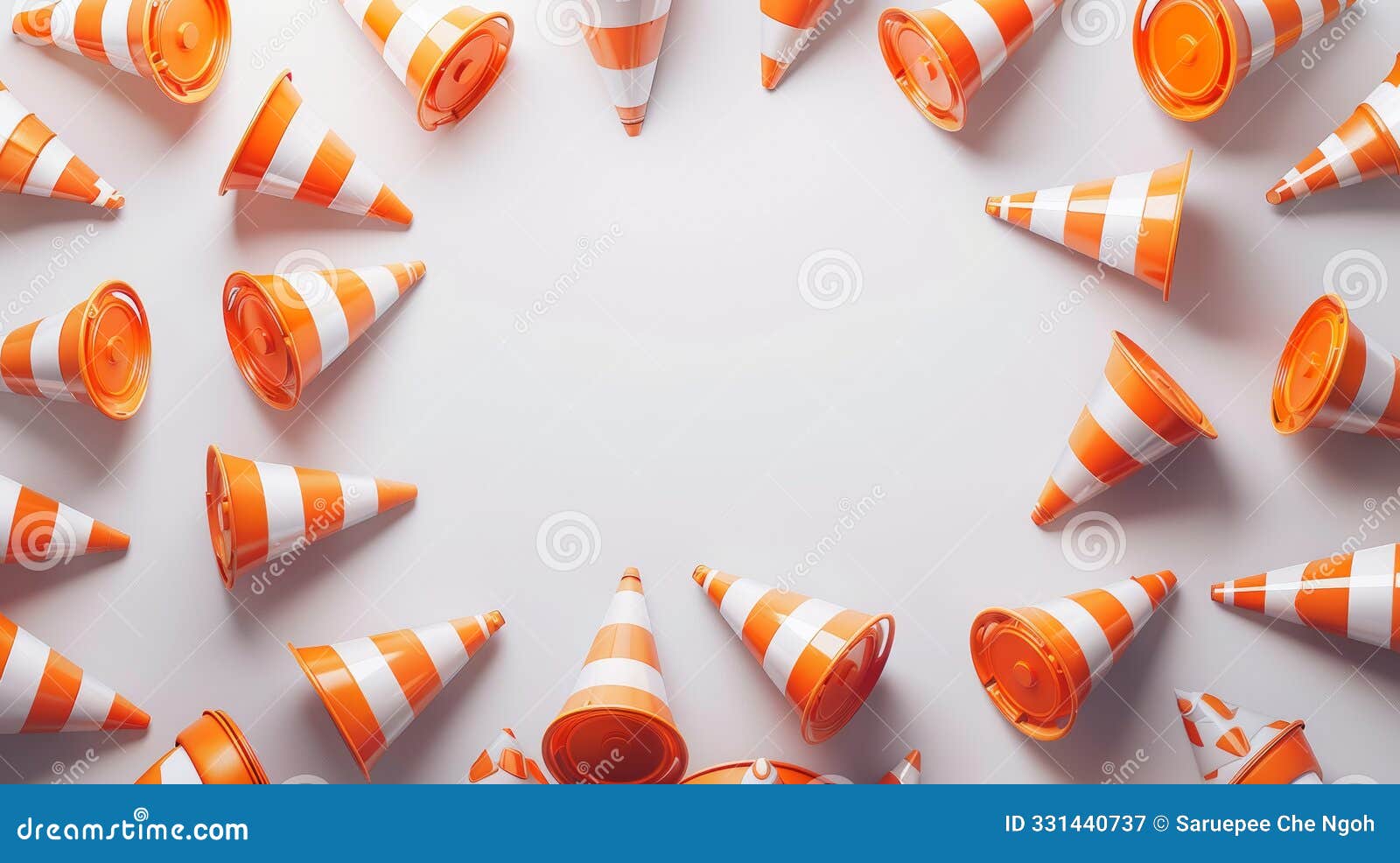 Labor Day Frame Border Background with Orange and White Traffic Cones ...