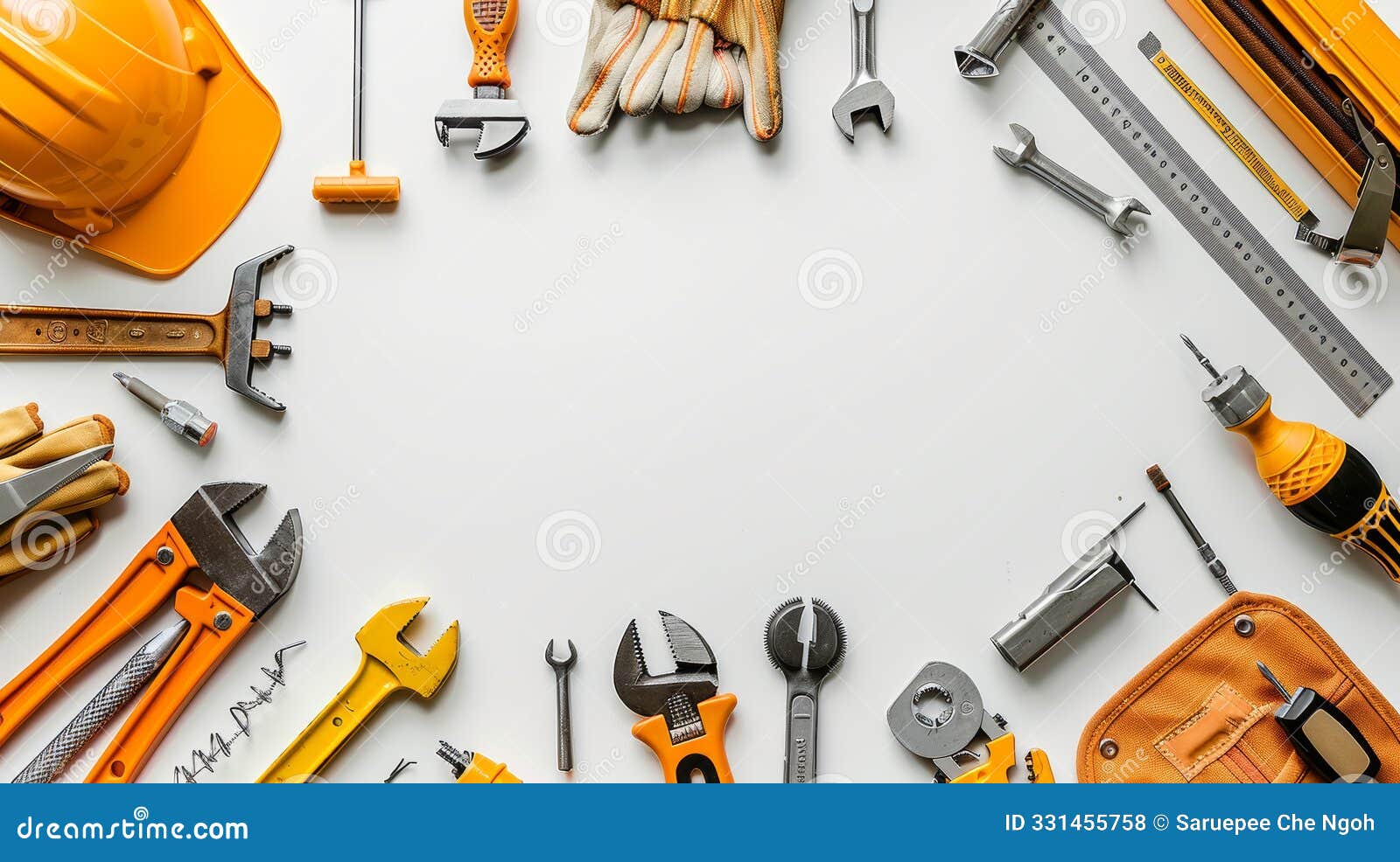 Labor Day Frame Border Background with Tools and Equipment for ...