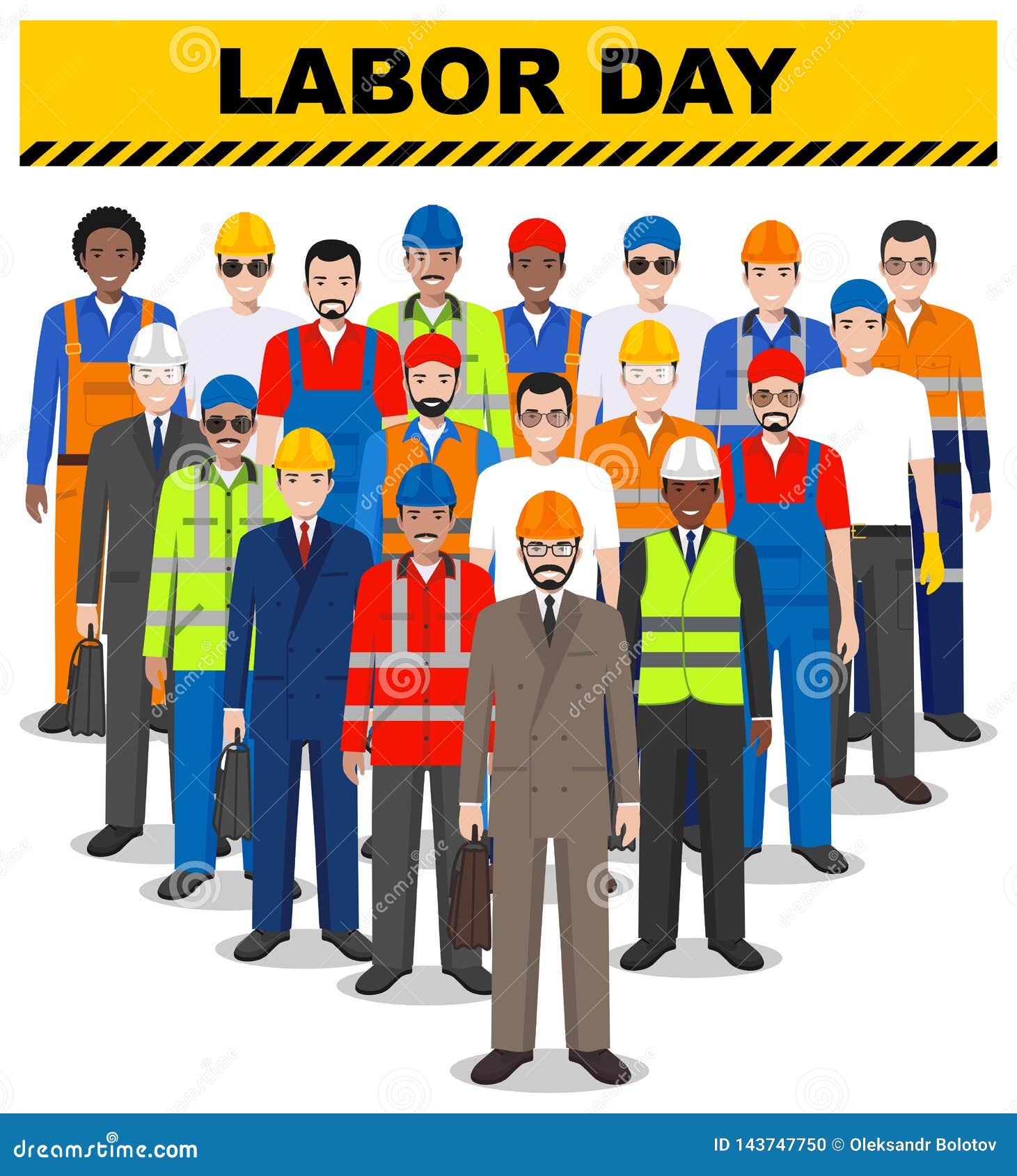 Labor Day. Group of Worker, Builder and Engineer Standing Together on ...