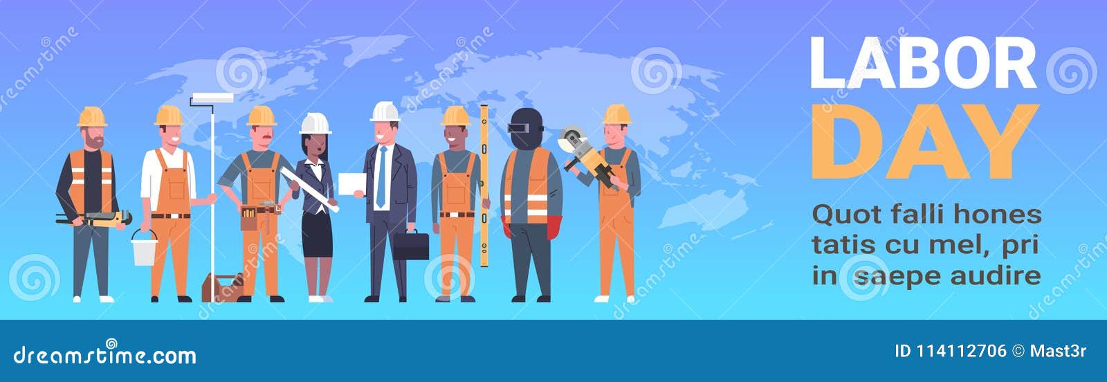 Labor Day Horizontal Template Poster with People of Different ...