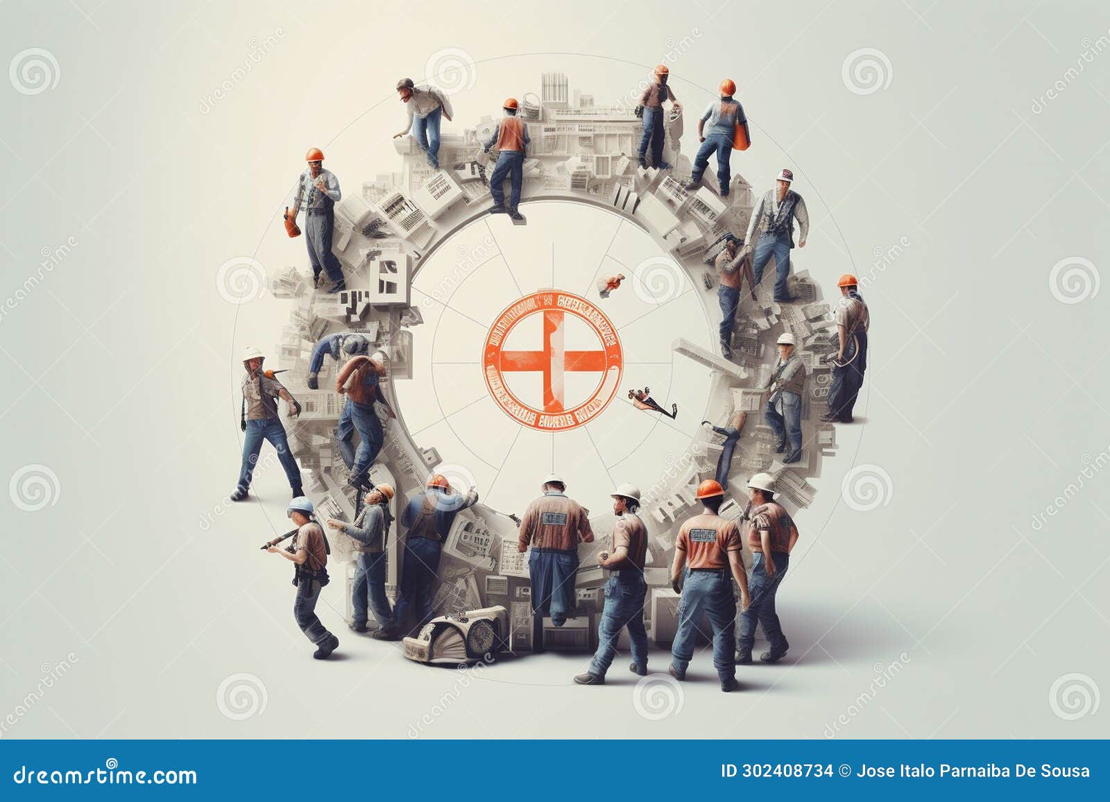 Labor Day Illustration with a Collage of Workers Stock Illustration ...