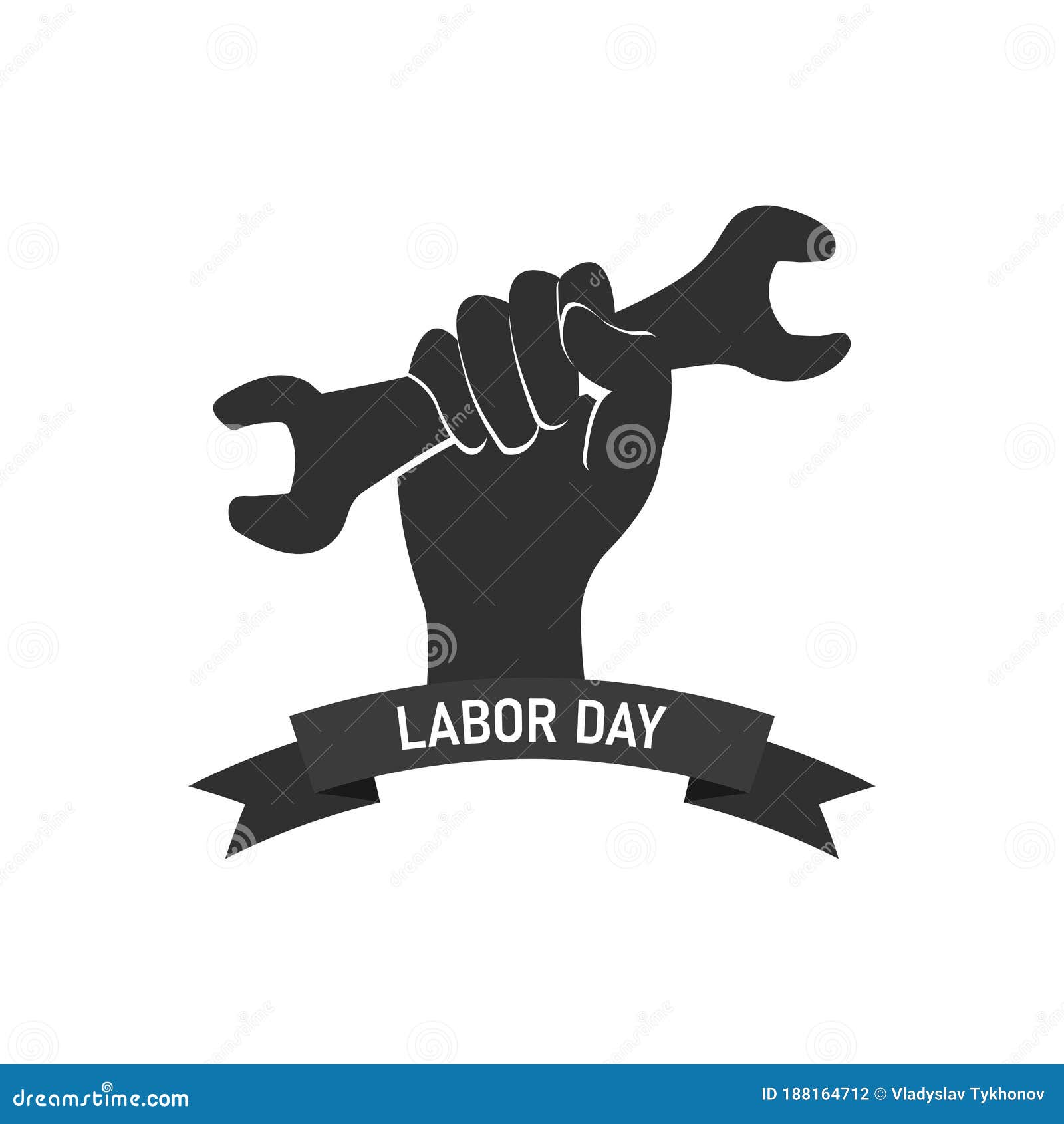 Labor Day Logo Template. Hand Holds Wrench Symbol Vector EPS 10 Stock ...