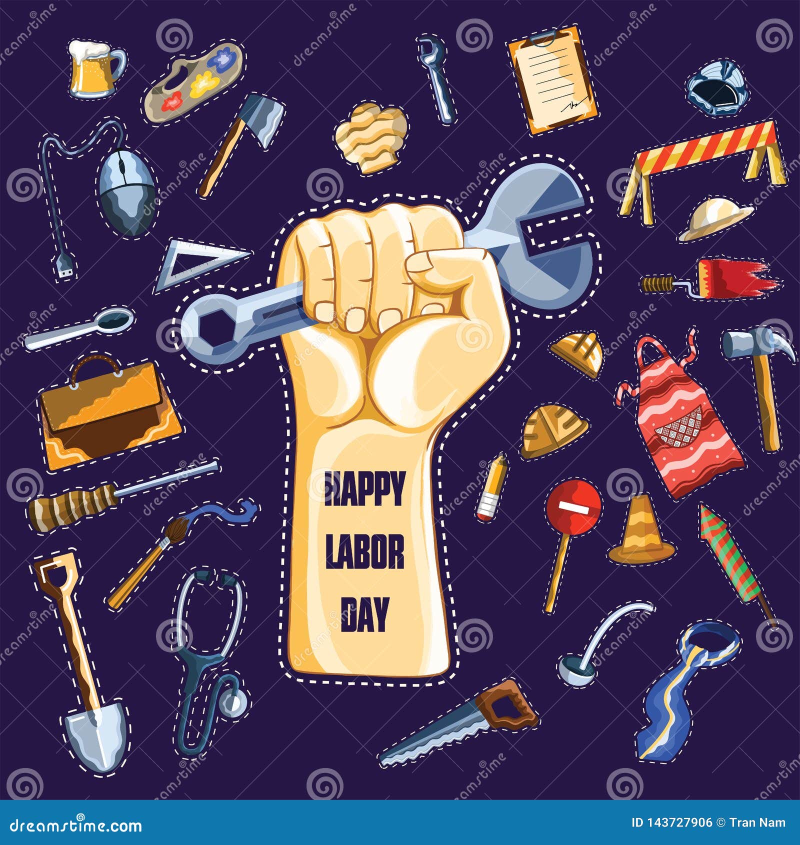 Labor Day, 1 of May Vector Poster, Banner or Flyer Template Stock ...