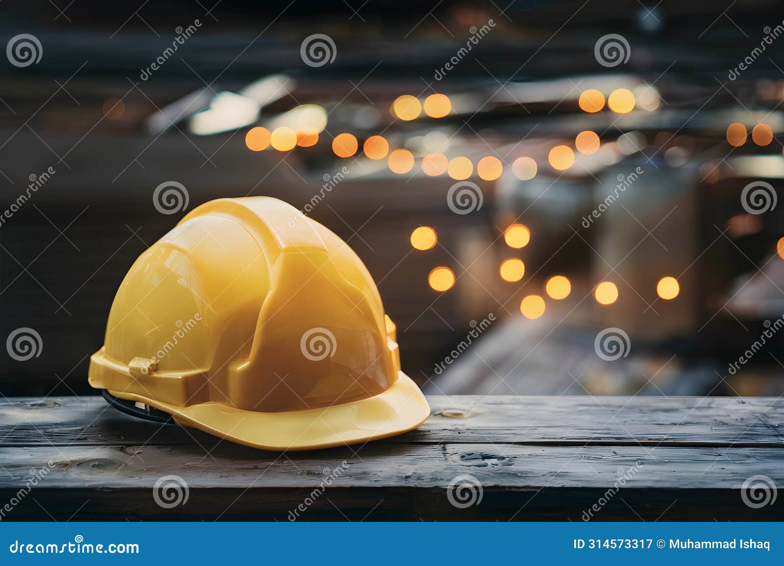 Labor Day Safety Concept with Worker Hat on Blurred Background Stock ...