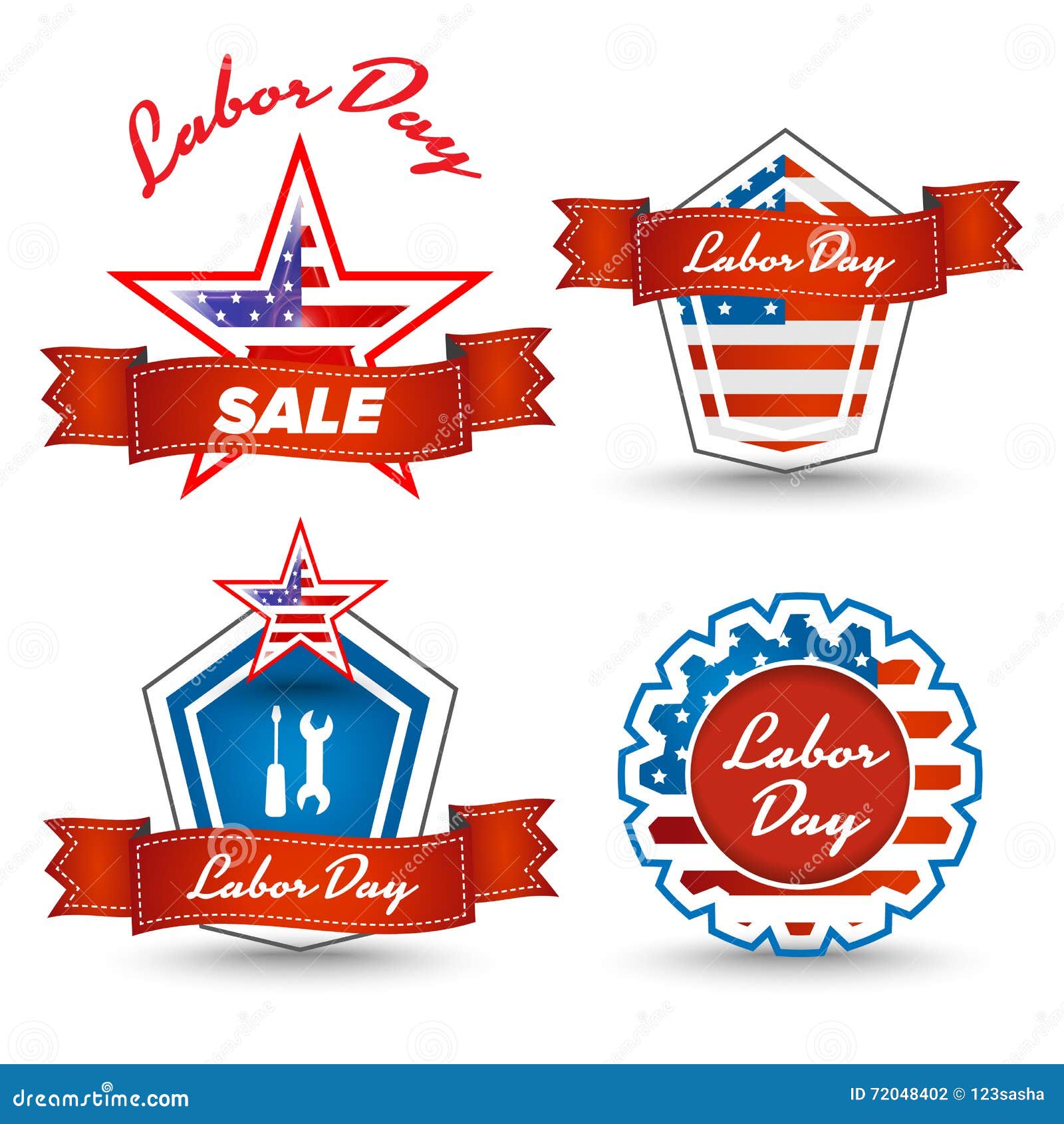Labor day stickers stock vector. Illustration of flag - 72048402