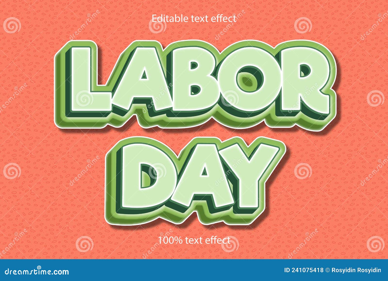 Labor Day with Green Text Color Text Effect Stock Vector - Illustration ...
