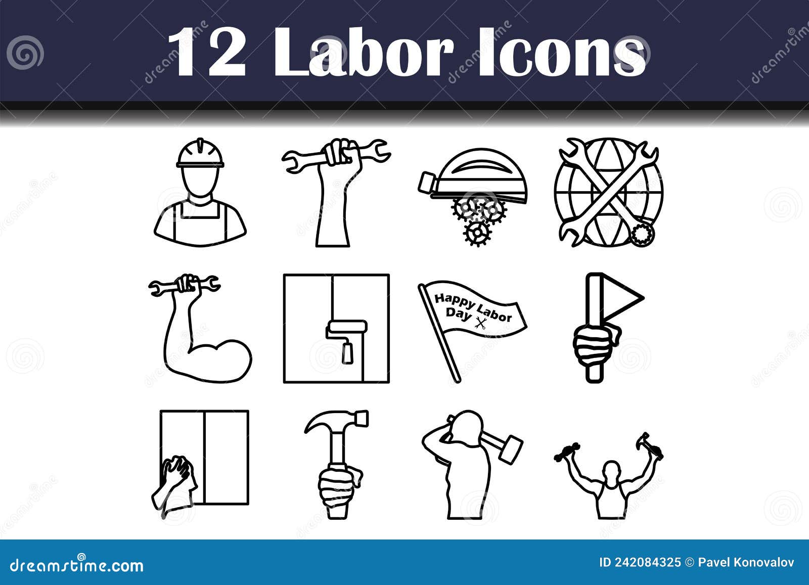 Labor Icon Set stock vector. Illustration of design - 242084325