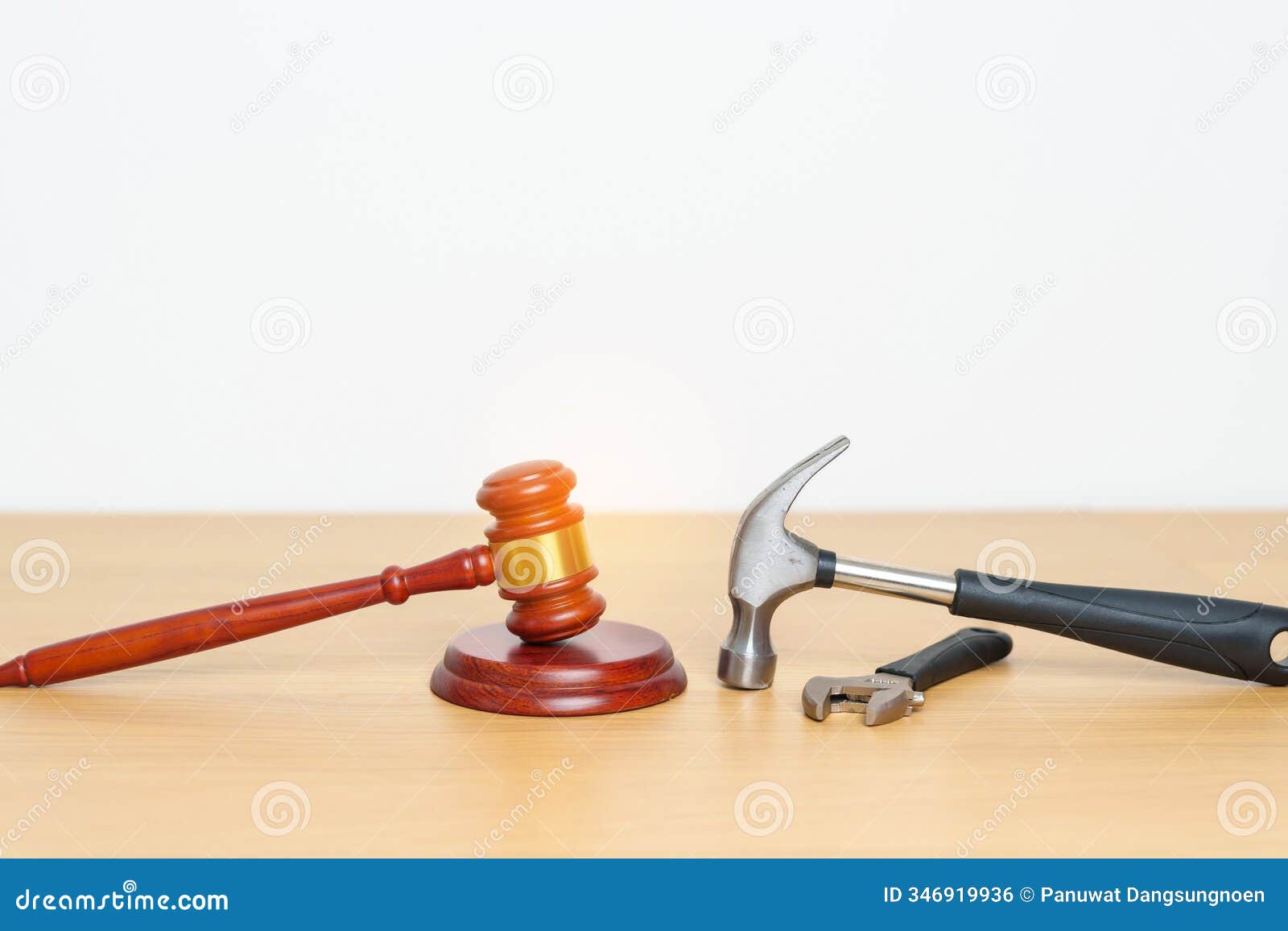 Labor Law and Worker Concepts. Construction Hammer with Gavel Justice ...