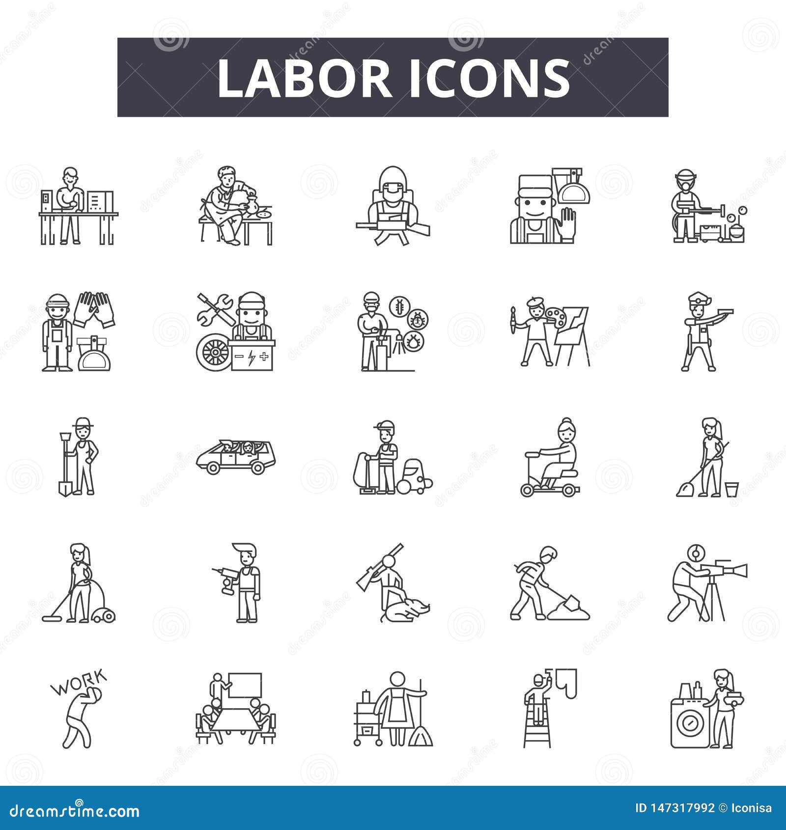 Labor Line Icons, Signs, Vector Set, Linear Concept, Outline ...
