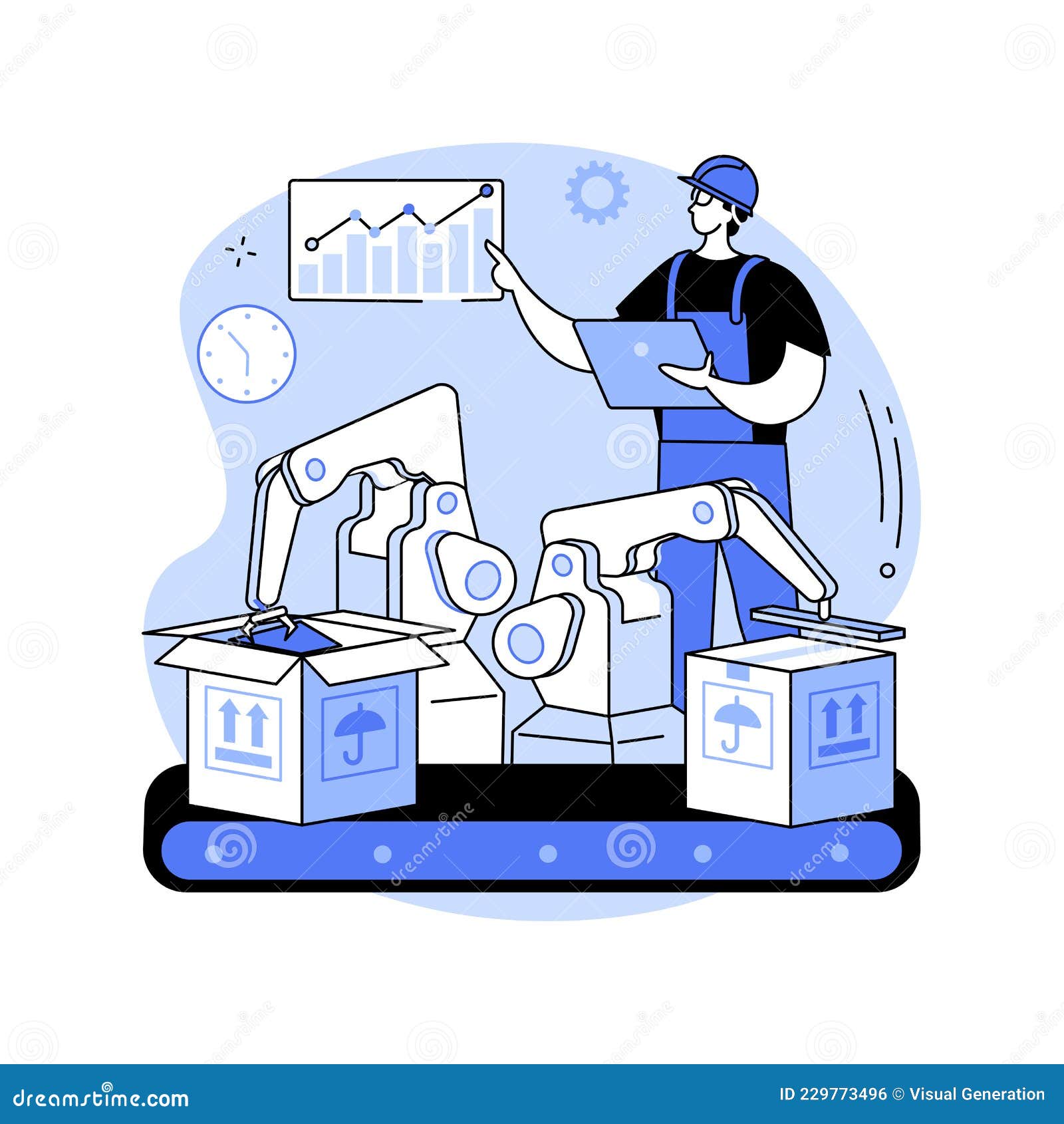 Man Versus Robot Painting Creating Artworks Vector Cartoon Illustration ...
