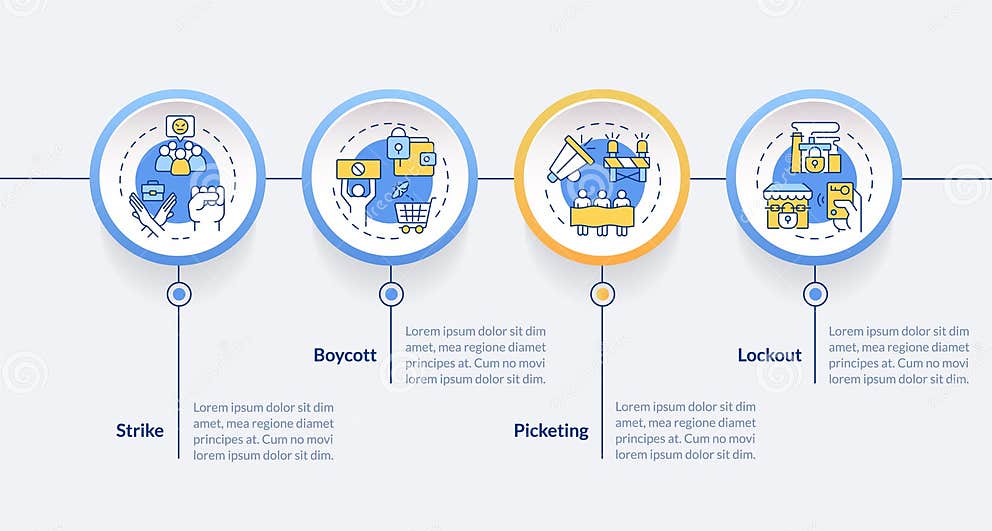 Labor Union Protest Tactics Circle Infographic Template Stock Vector ...