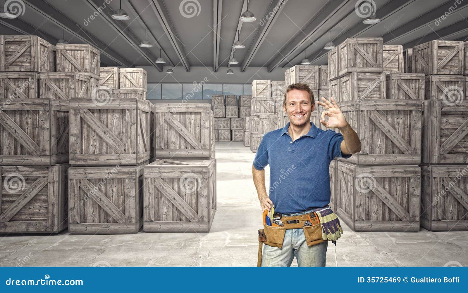 Labor in warehouse stock illustration. Illustration of parcel - 35725469