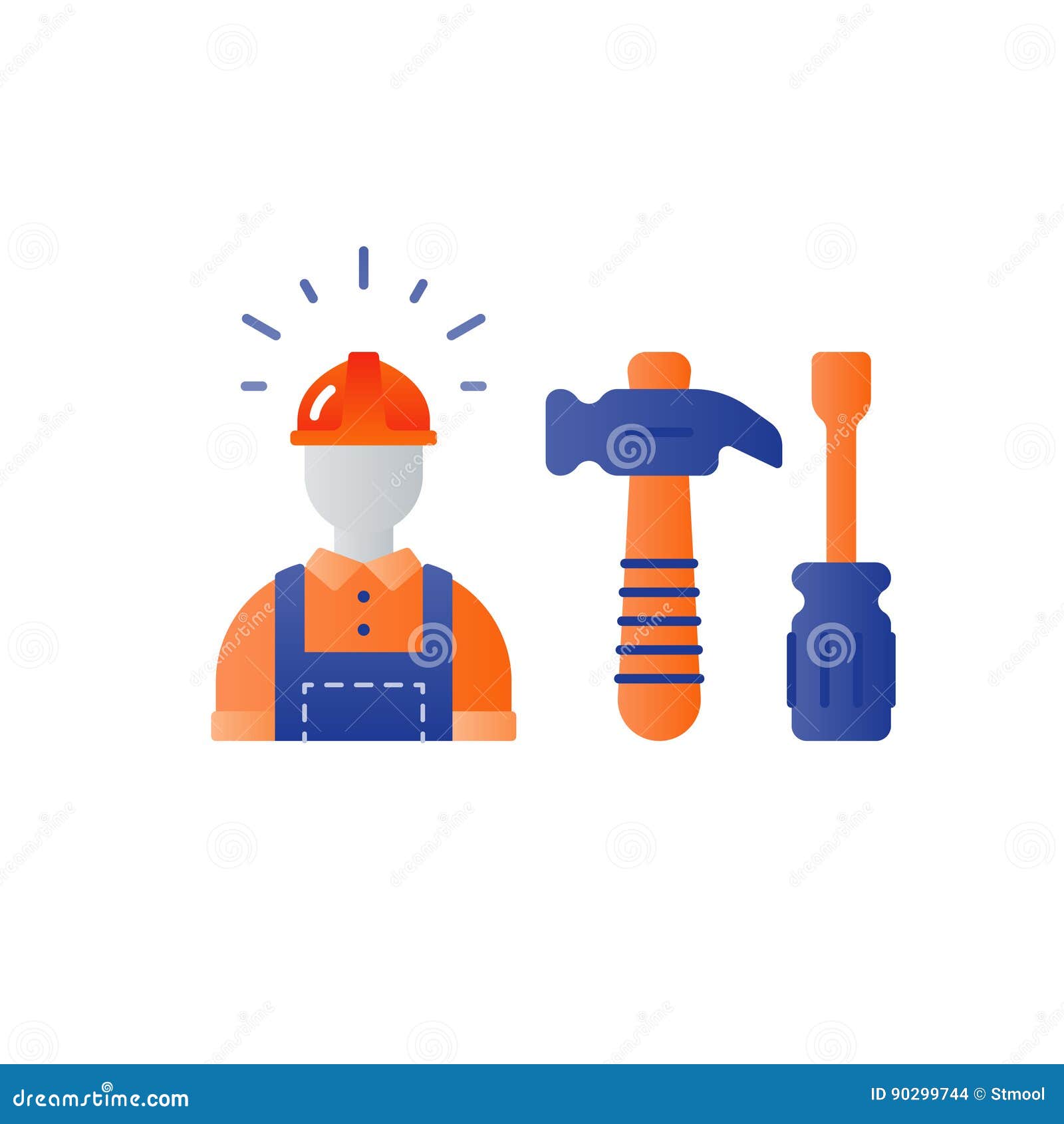 Labor Workforce, Construction Worker in Helmet, Work Tools Stock Vector ...