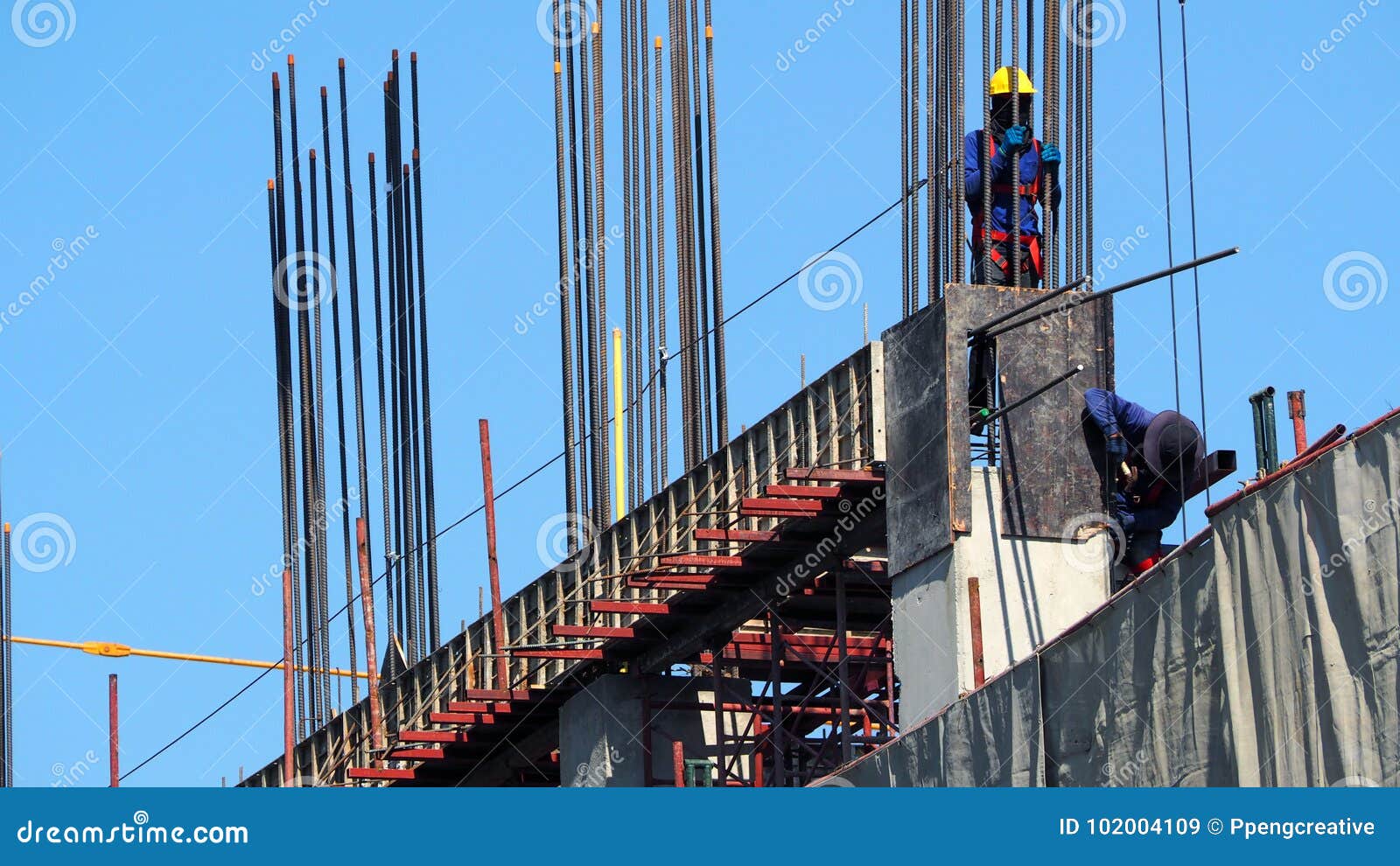 Labor Working on Construction Site. Stock Image - Image of laborer ...