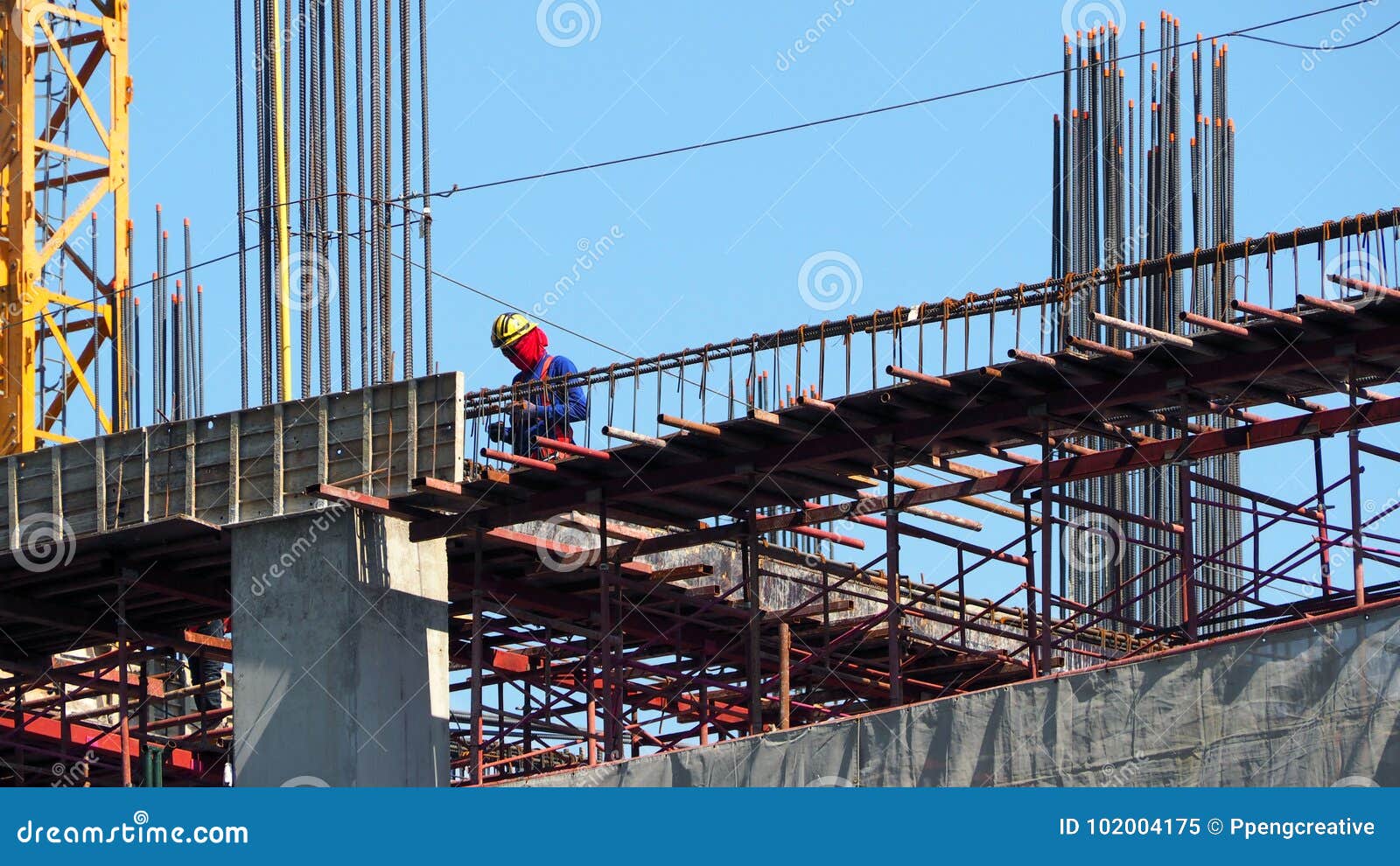 Labor Working on Construction Site. Stock Image - Image of metal ...