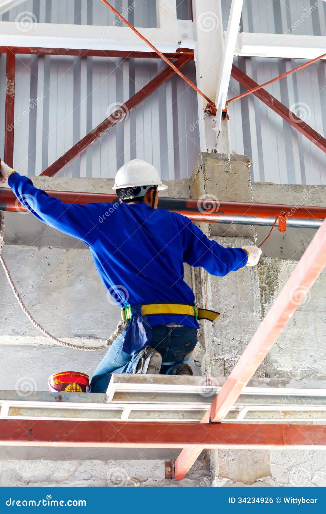 Labor Working in Construction Site for Roof Prepare Stock Photo - Image ...