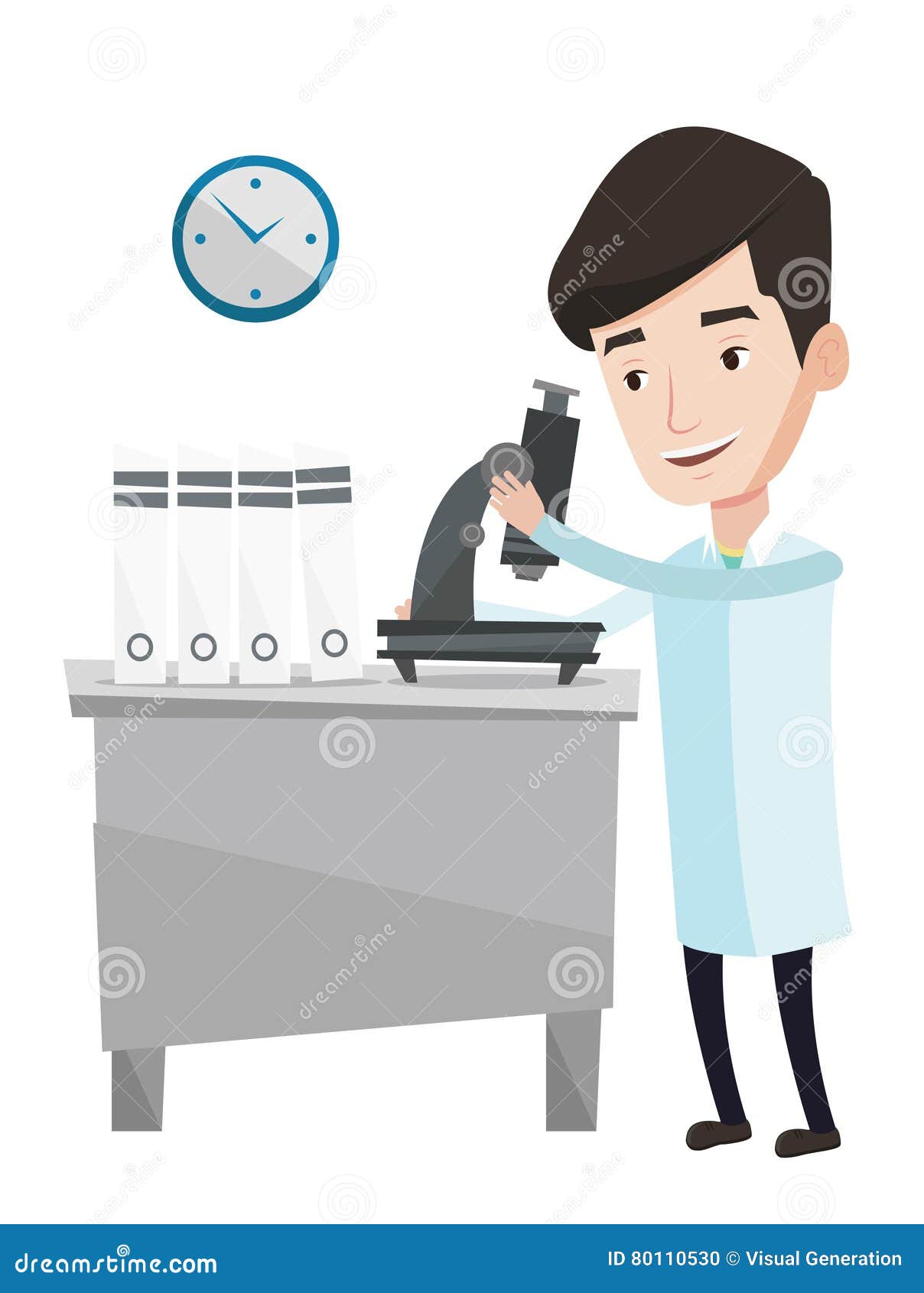 Laborant med mikroskopet vektor illustrationer. Illustration av ...