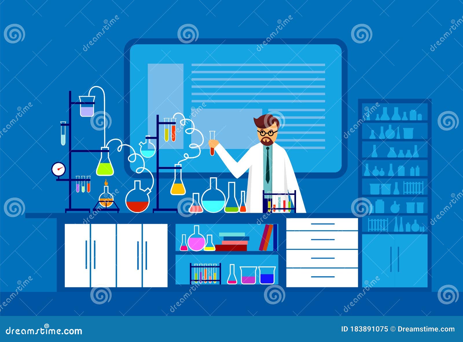 Laborant Scientist Working at Science Lab Stock Vector - Illustration ...