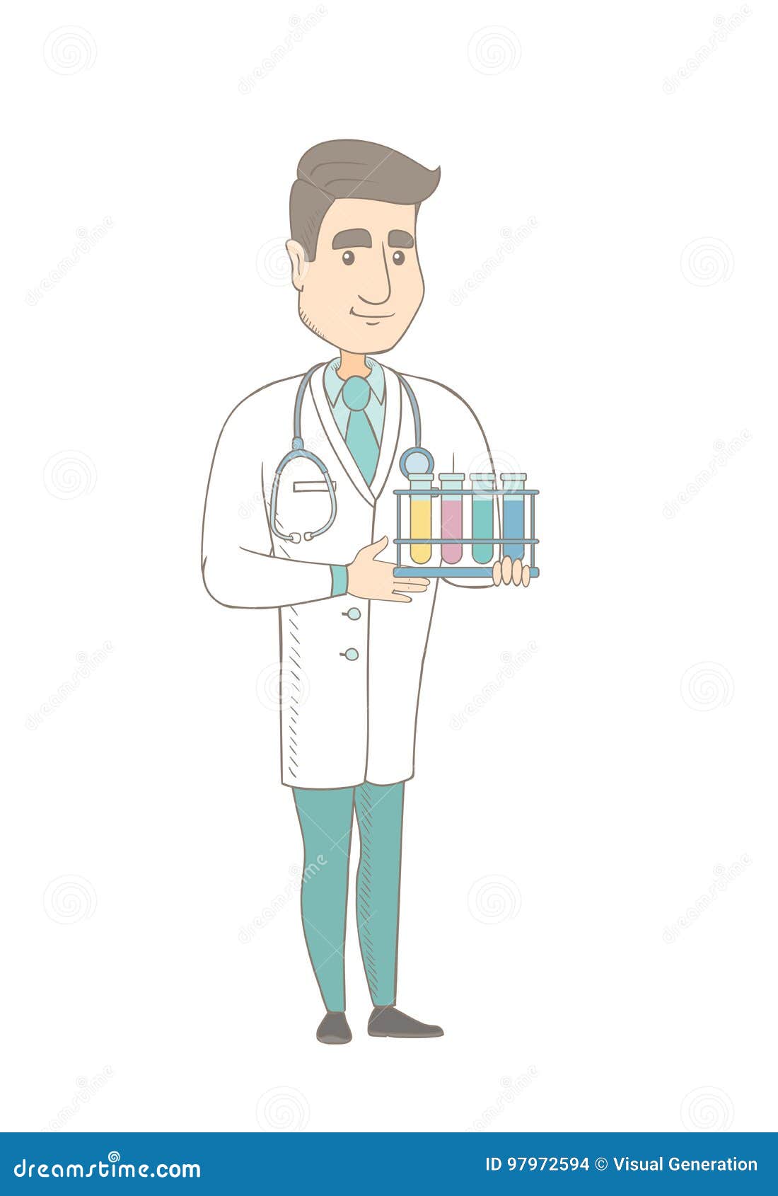 Laboratoriummedewerker Die Bloed in Reageerbuis Analyseren Vector ...