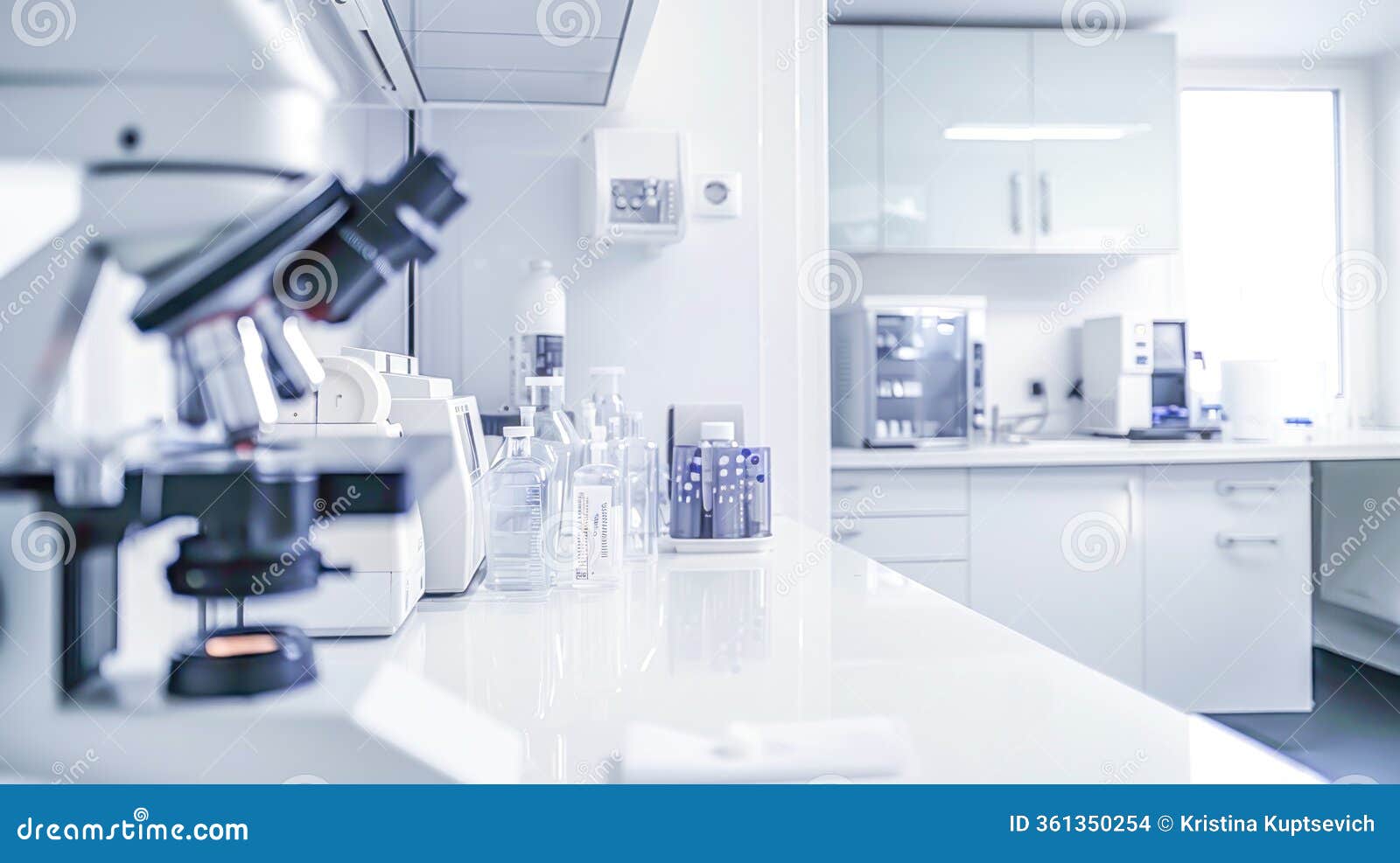 Laboratory with Advanced Microscopes, Sterile White Surfaces, and High ...