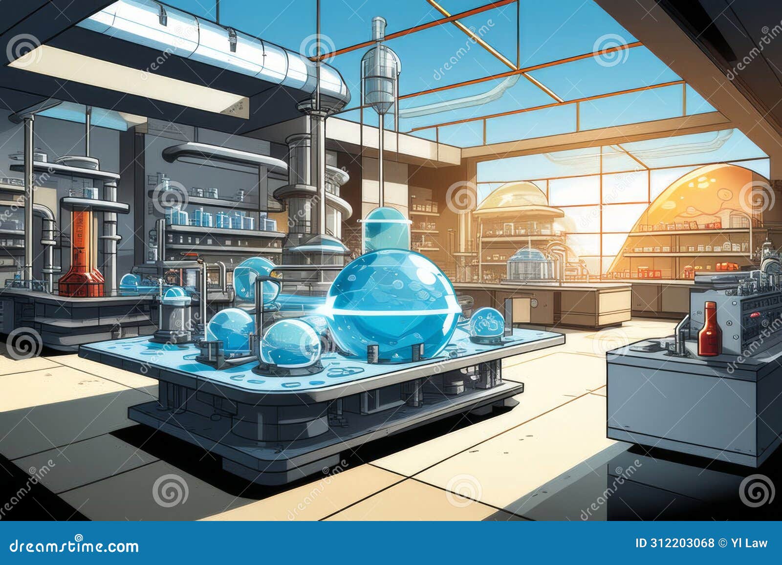 Laboratory, the Anime Style Illustration Generative Ai Stock ...