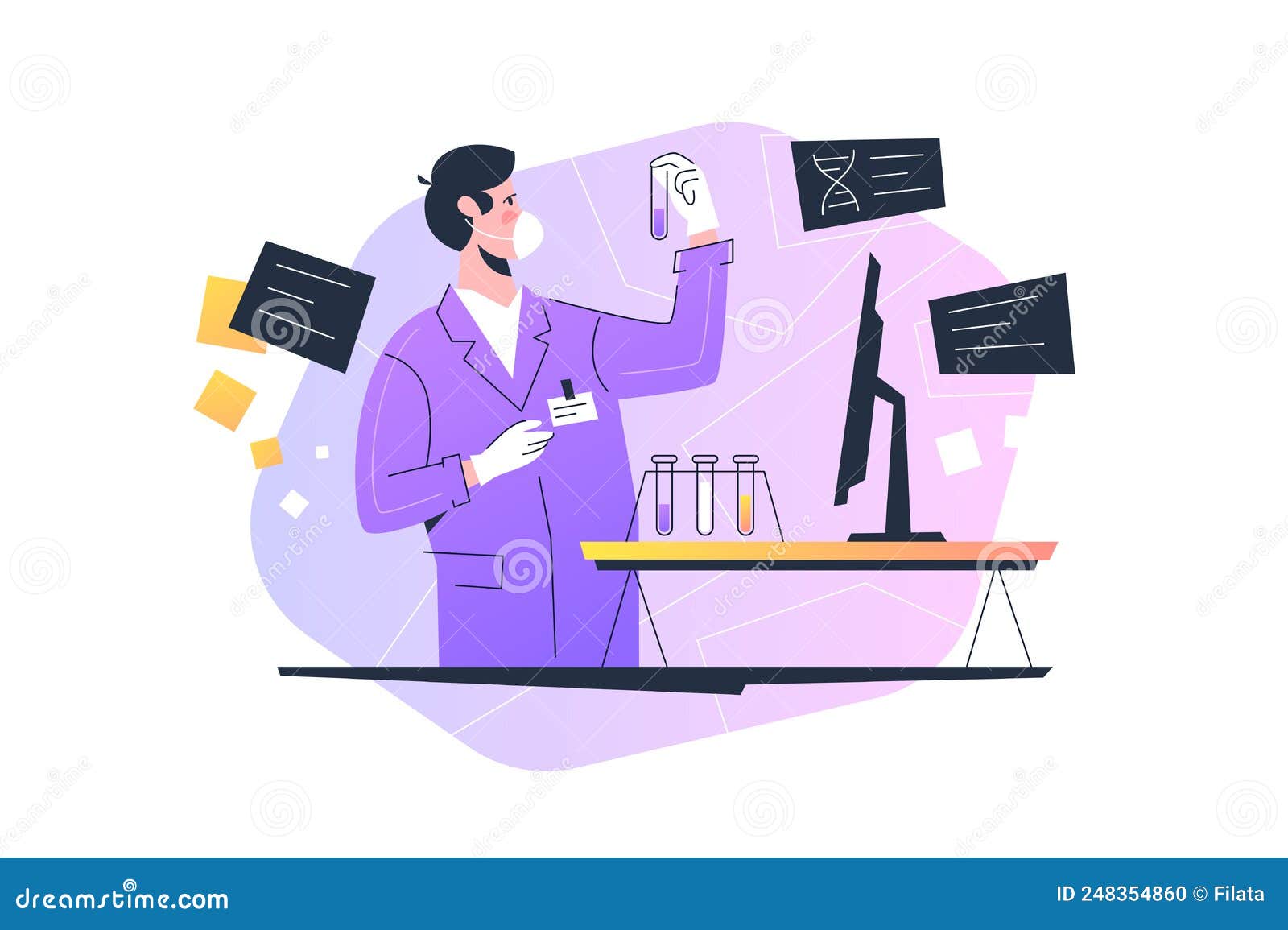 Laboratory Assistant at Chemical Laboratory Doing Tests Stock Vector ...