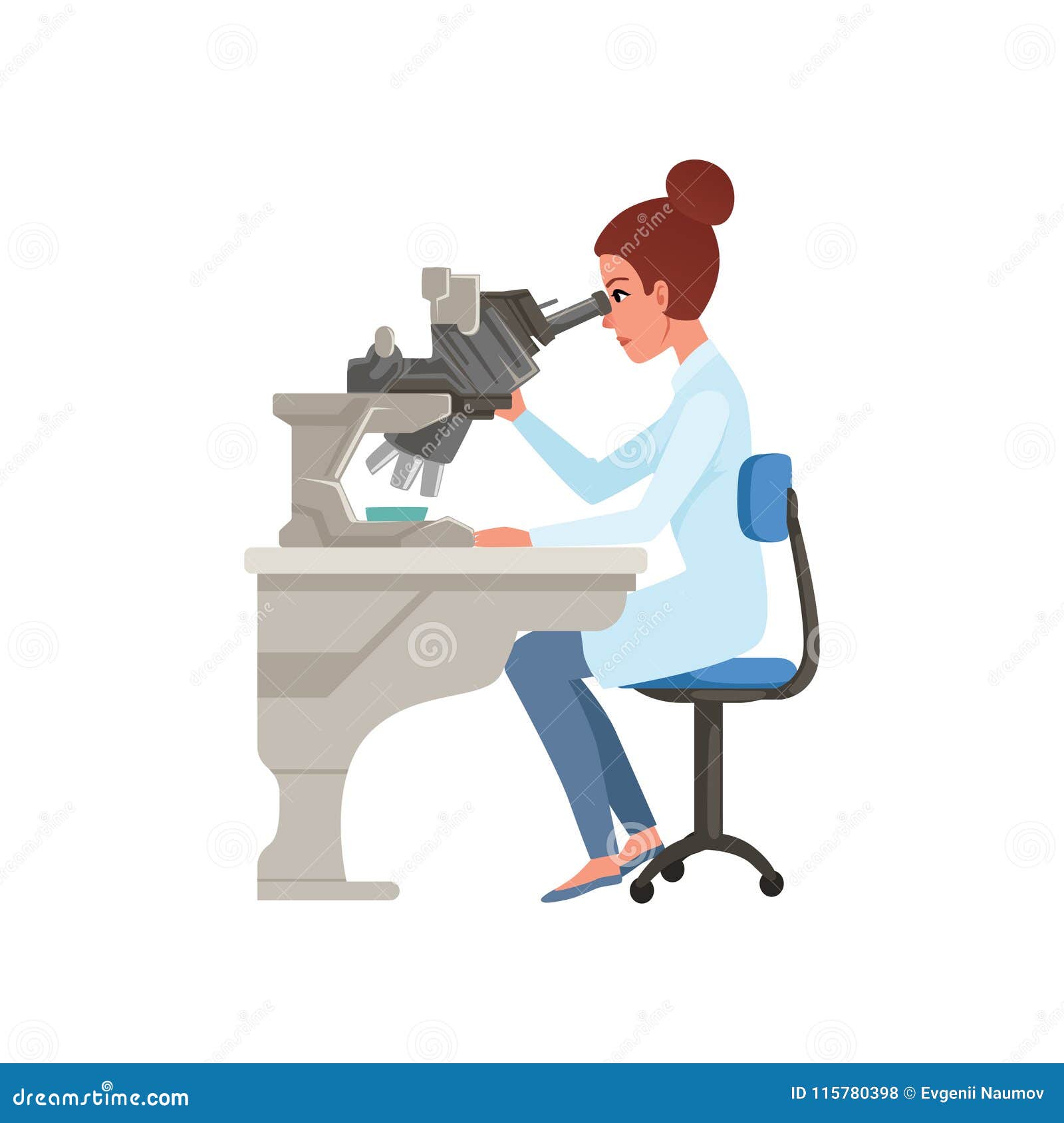 Laboratory Assistant Looking through Microscope, Scientists in Medical ...