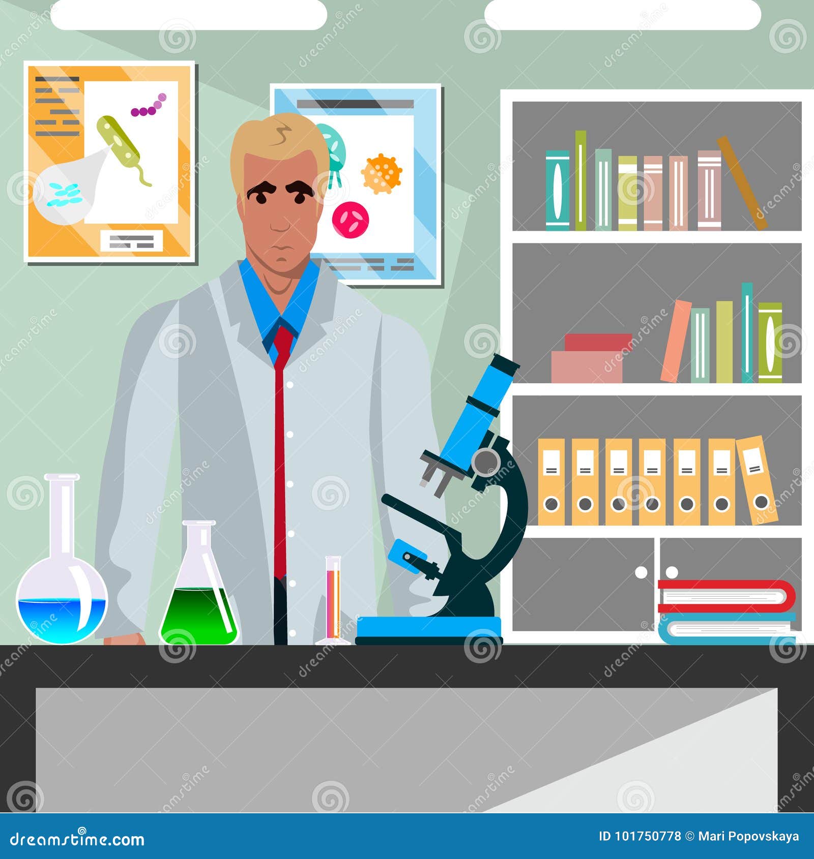 Laboratory Assistant Man Working. Stock Vector - Illustration of ...