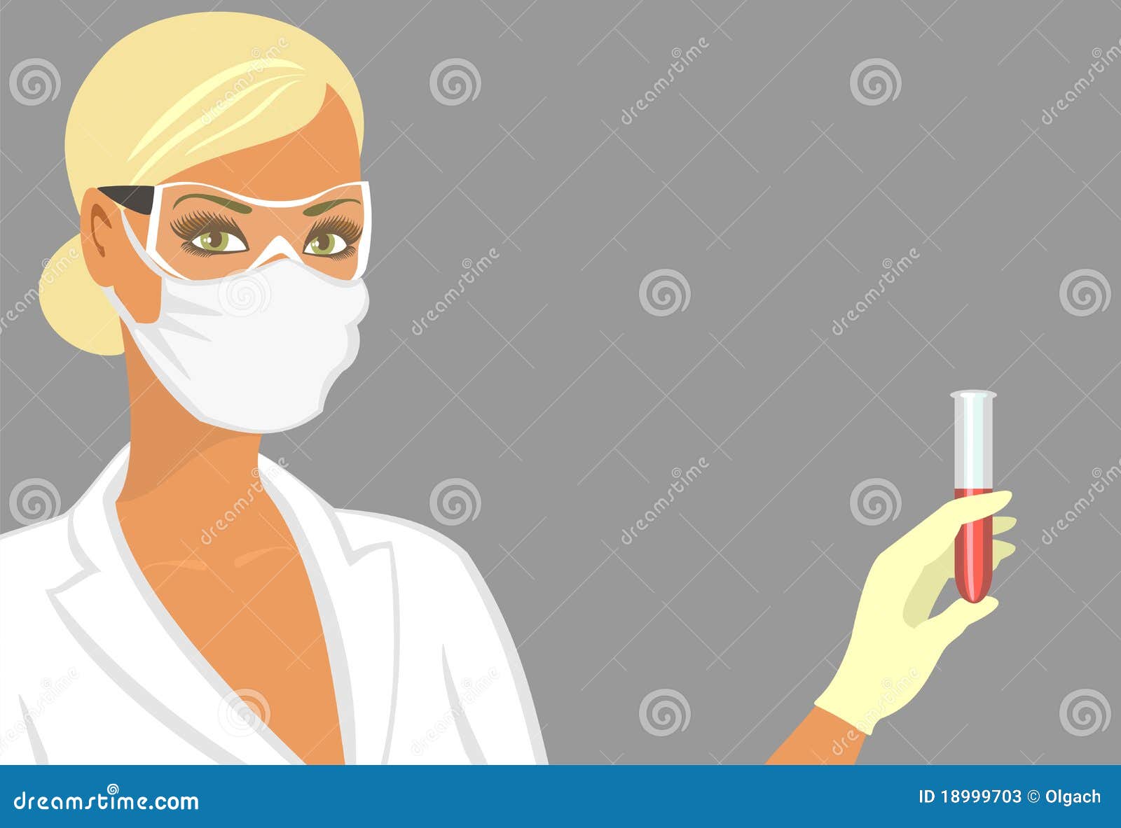 Laboratory Assistant in a Mask Stock Vector - Illustration of tube ...