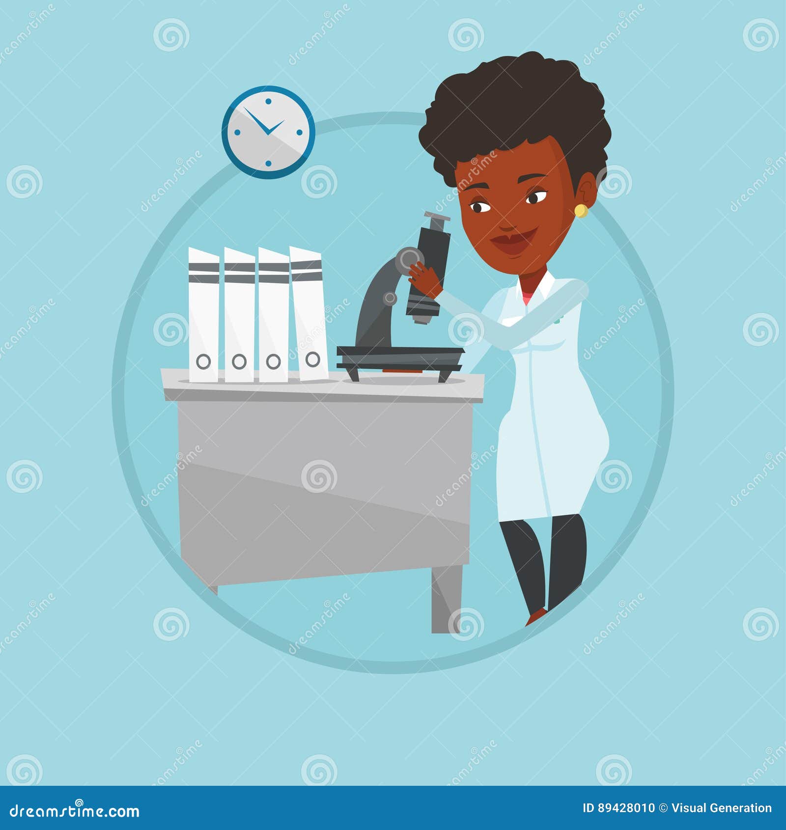Laboratory Assistant with Microscope. Stock Vector - Illustration of ...