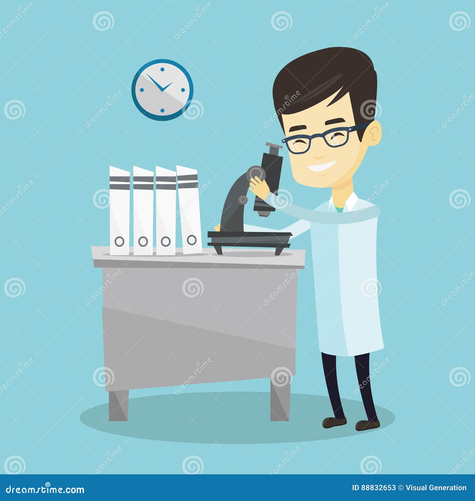 Laboratory Assistant with Microscope. Stock Vector - Illustration of ...