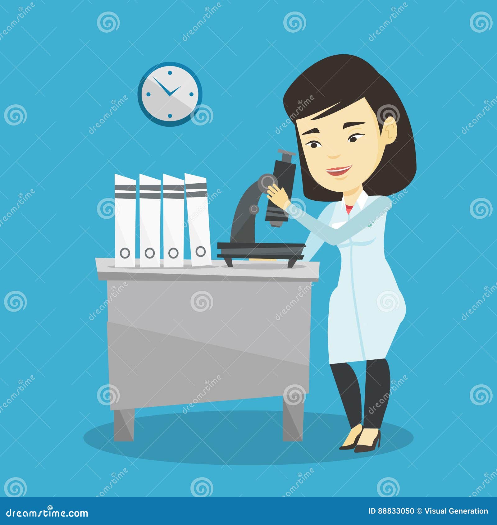 Laboratory Assistant with Microscope. Stock Vector - Illustration of ...