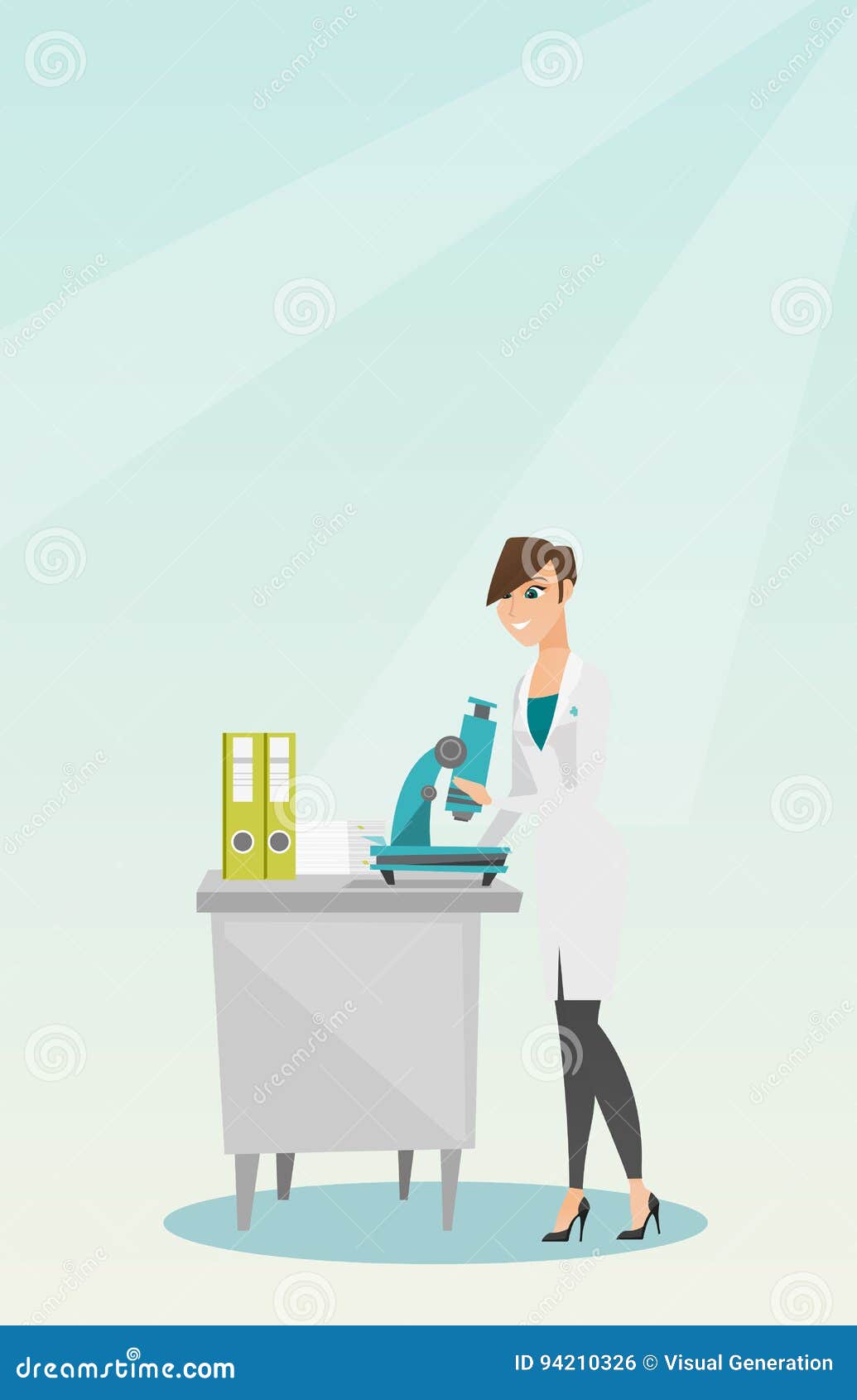 Laboratory Assistant with a Microscope. Stock Vector - Illustration of ...