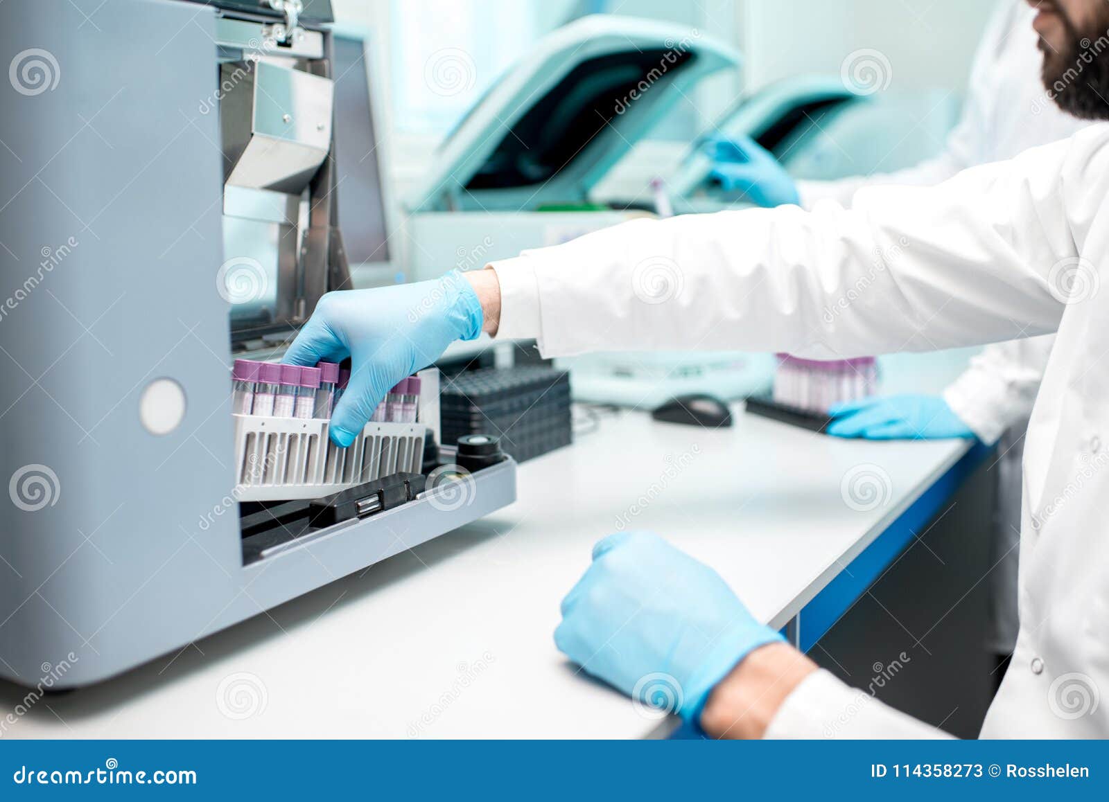 Putting Test Tubes into the Analyzer Machine Stock Image - Image of ...