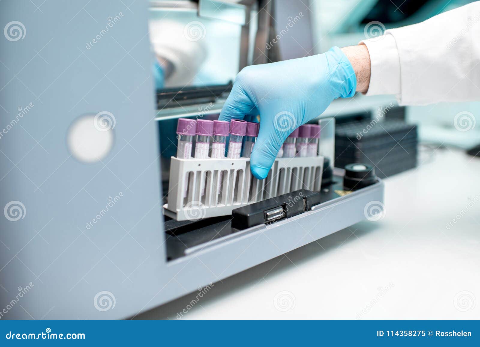 Putting Test Tubes into the Analyzer Machine Stock Image - Image of ...