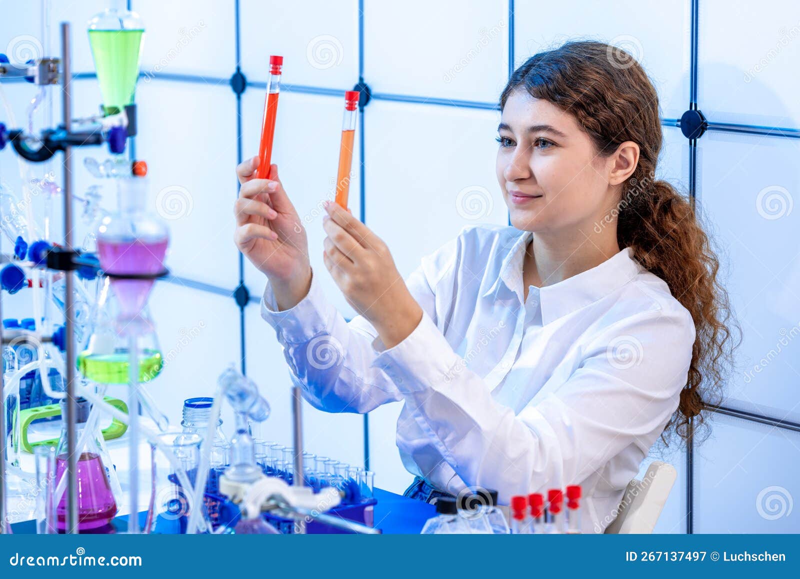 Laboratory Assistant Test Tubes in a Chemical Laboratory Stock Image ...